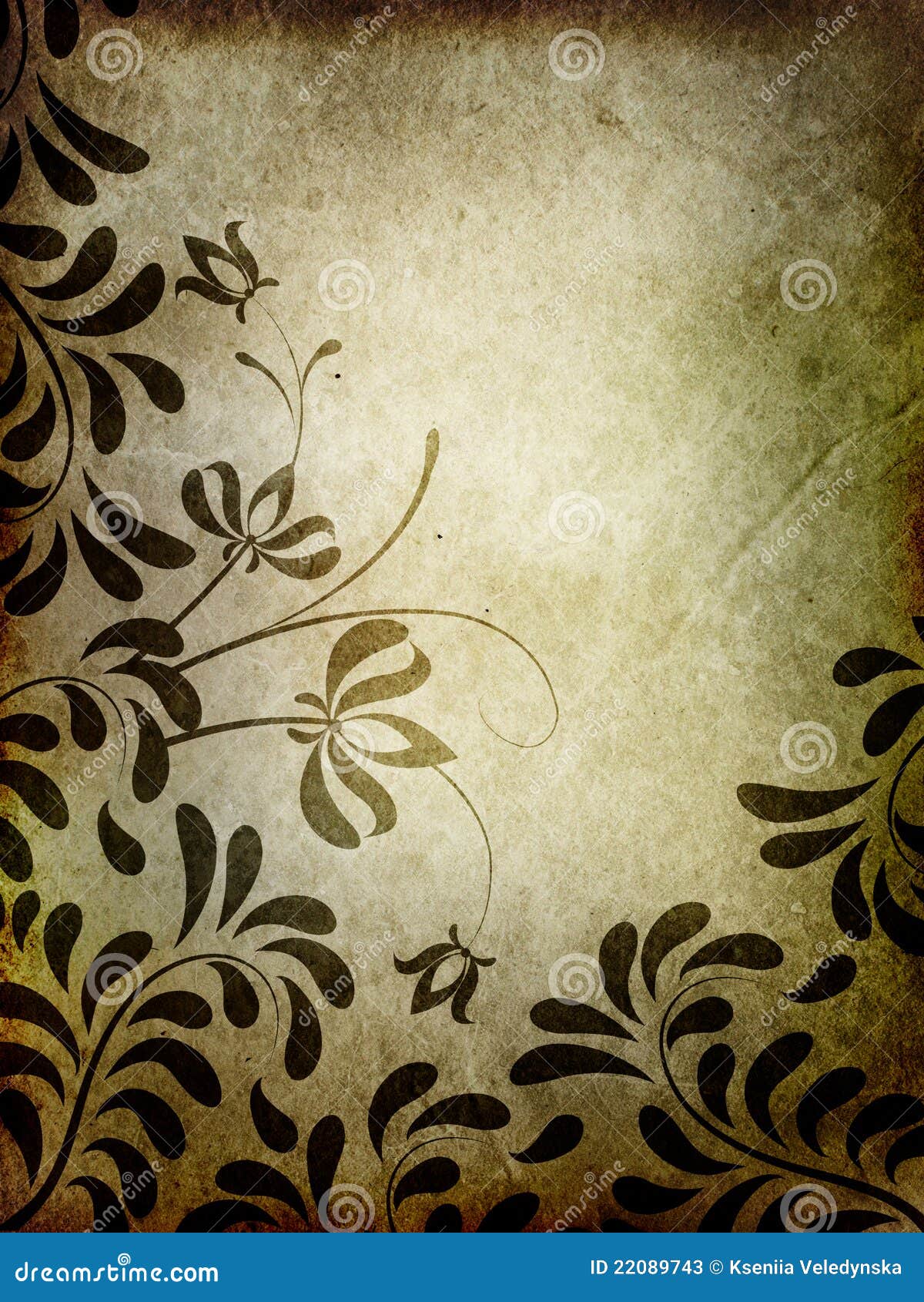 Old Paper with Floral Pattern Stock Illustration - Illustration of ...