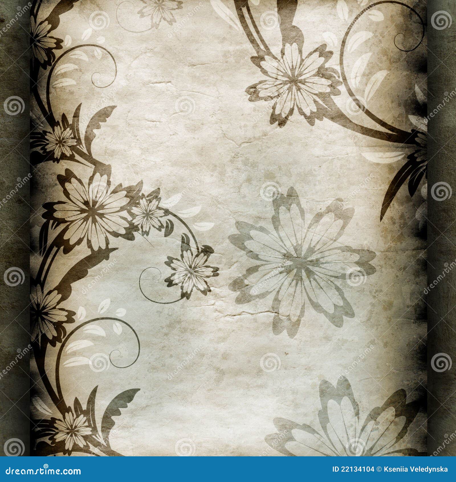 Old Paper with Floral Pattern Stock Illustration - Illustration of ...