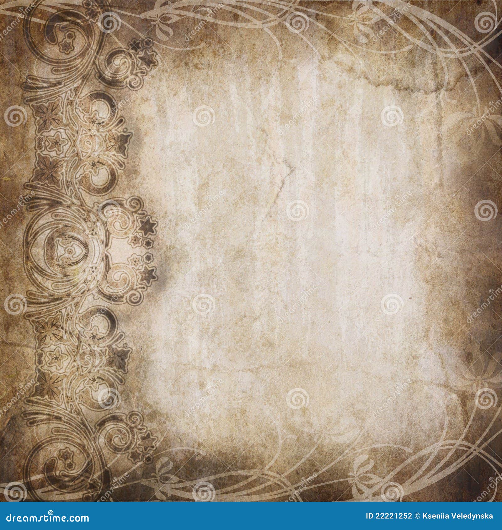Old Paper With Floral Pattern Stock Illustration Illustration Of