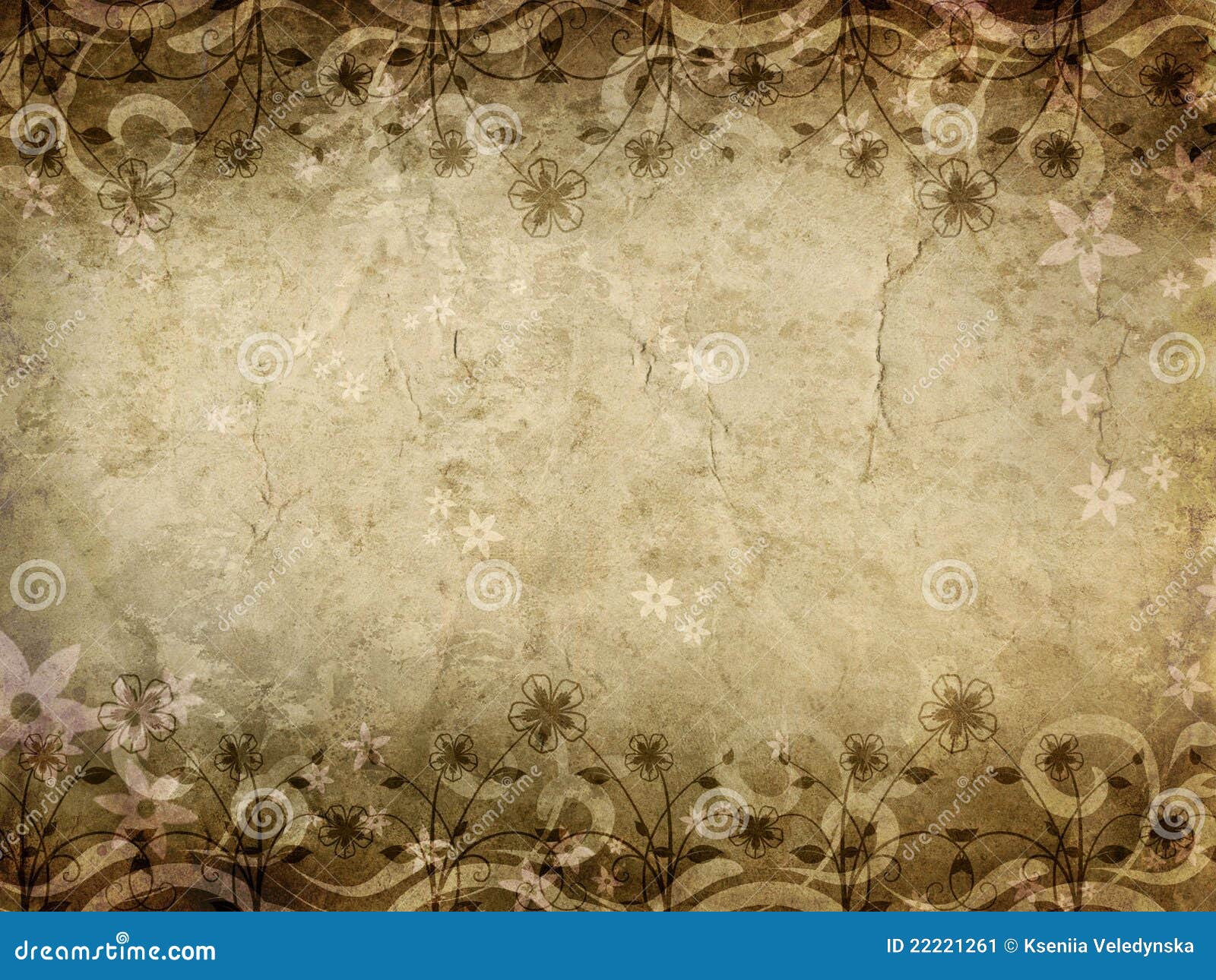 Old Paper with Floral Pattern Stock Illustration - Illustration of ...