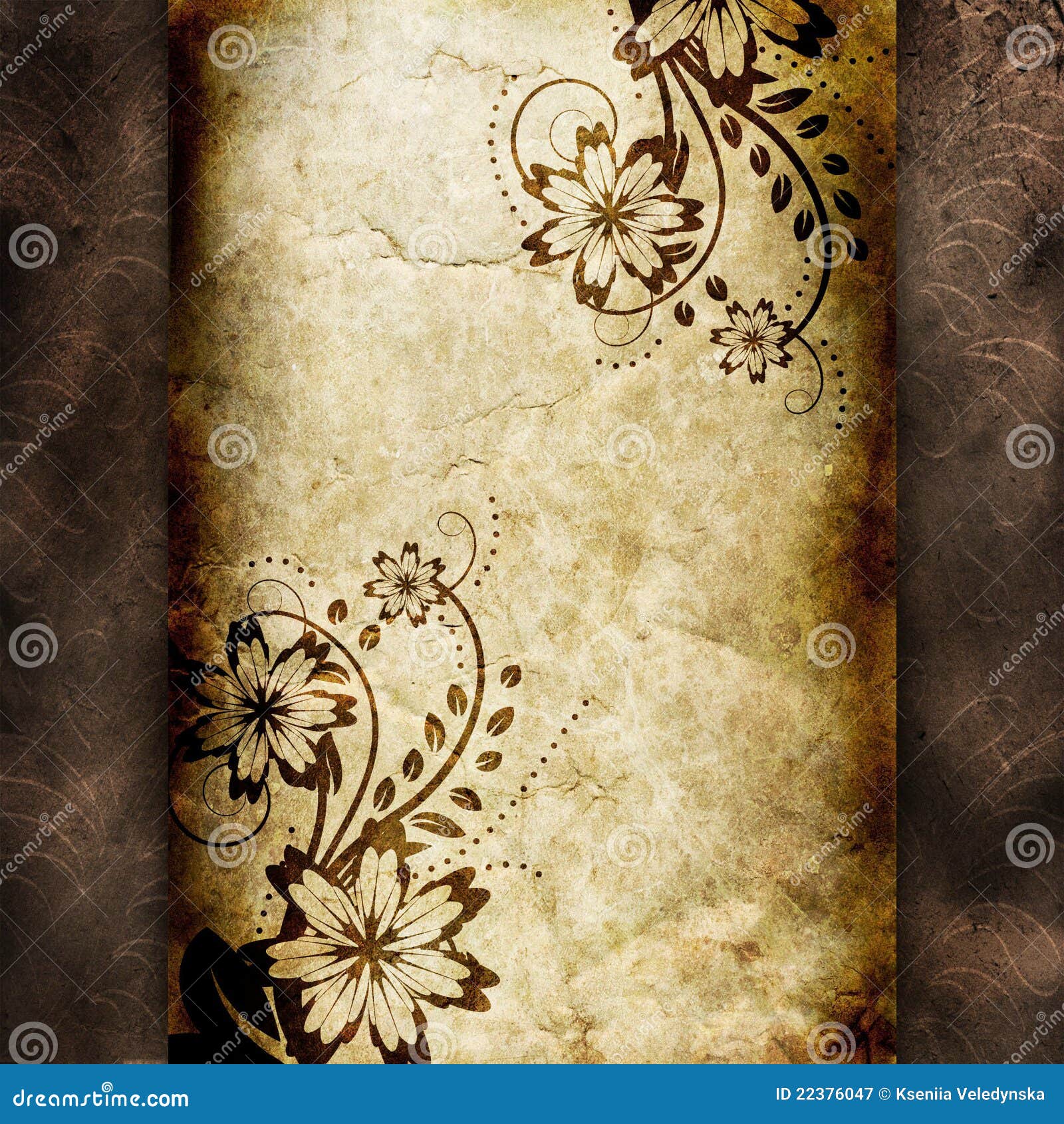 Old Paper with Floral Pattern Stock Illustration - Illustration of ...