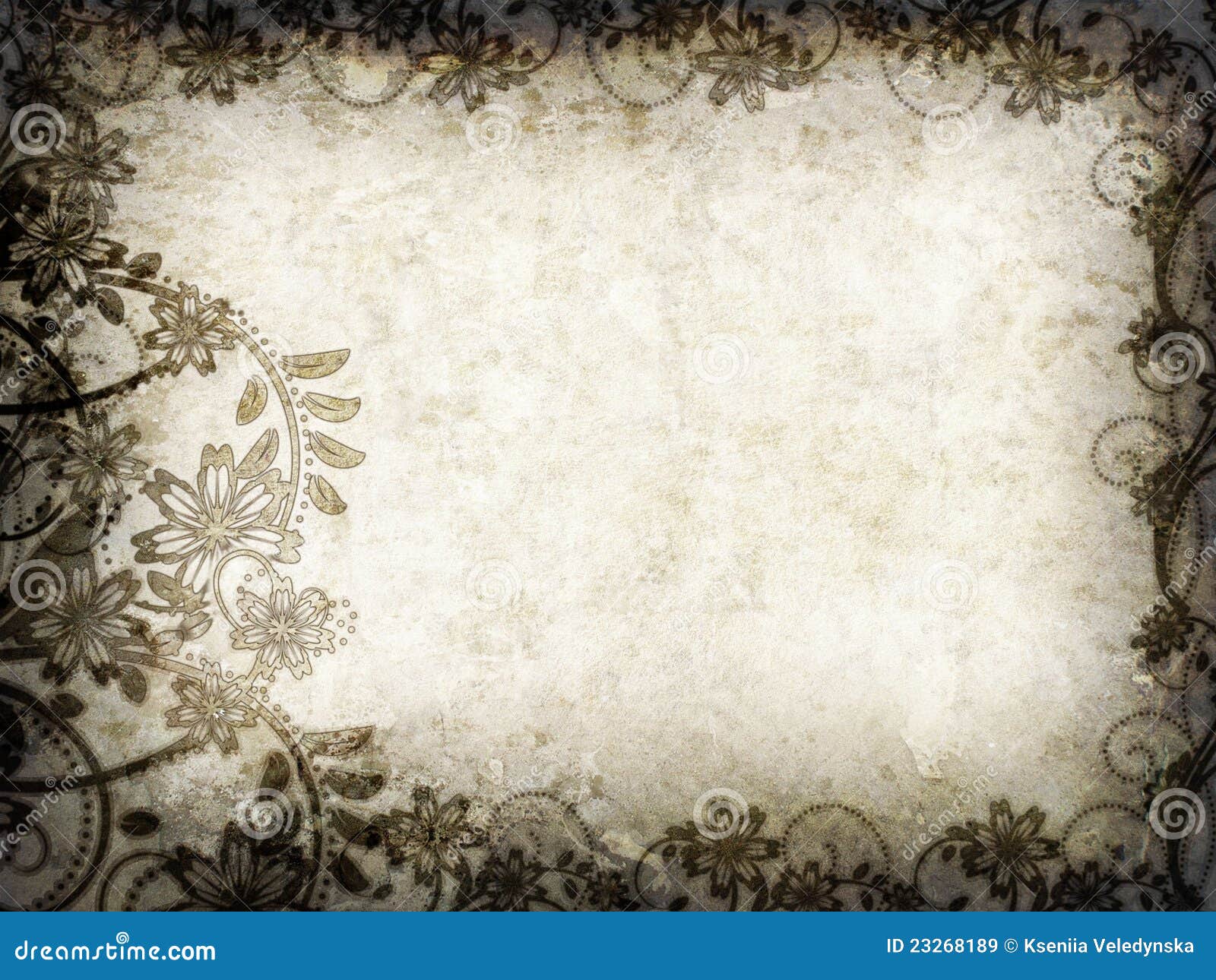 Old Paper With Floral Pattern Stock Illustration Illustration Of