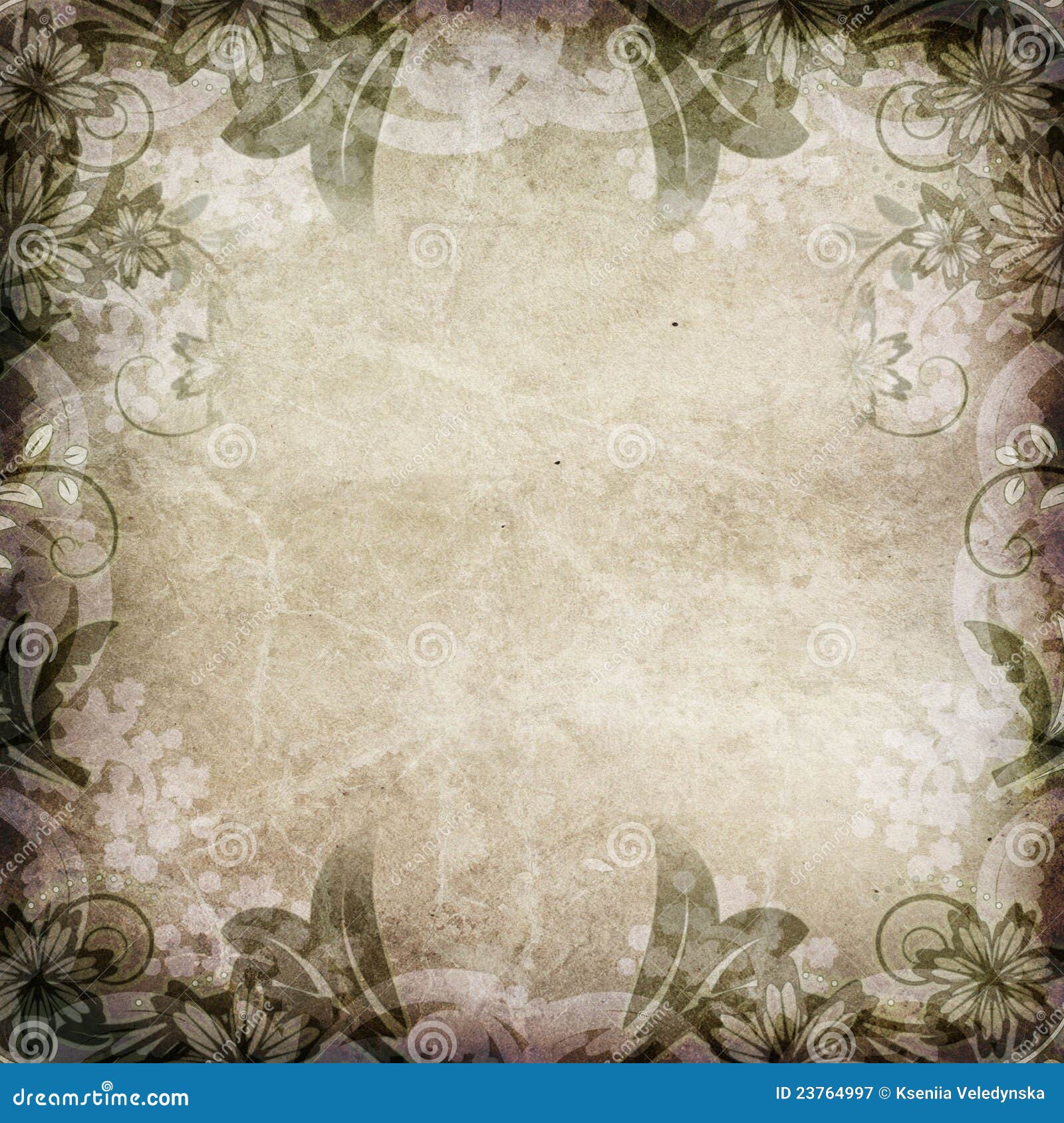 Old Paper with Floral Pattern Stock Illustration - Illustration of ...