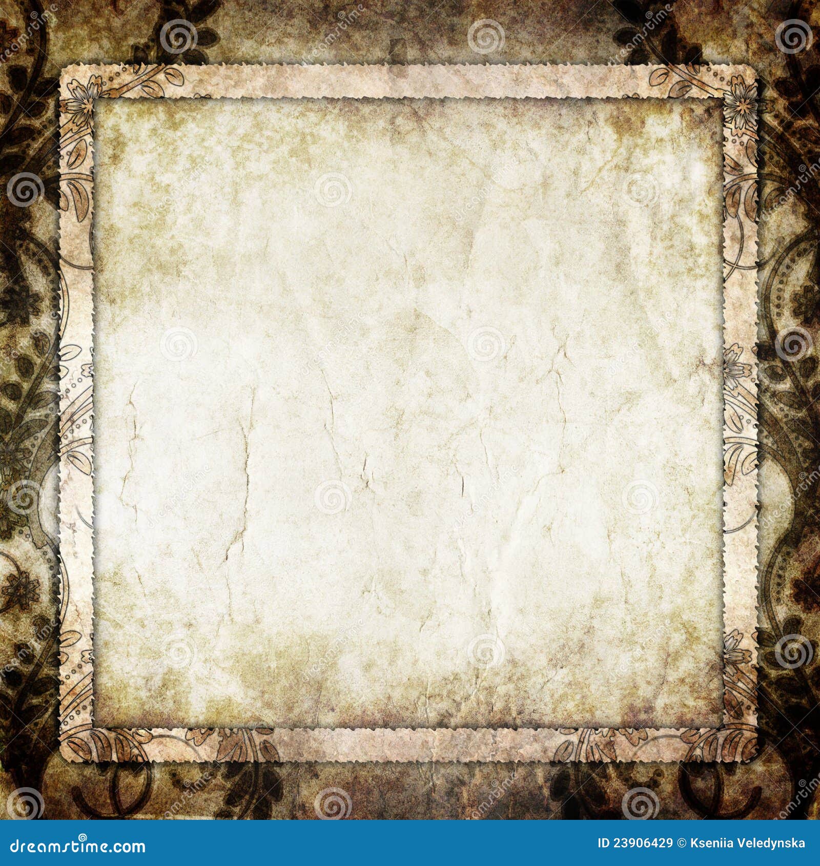 Old Paper with Floral Pattern Stock Illustration - Illustration of ...