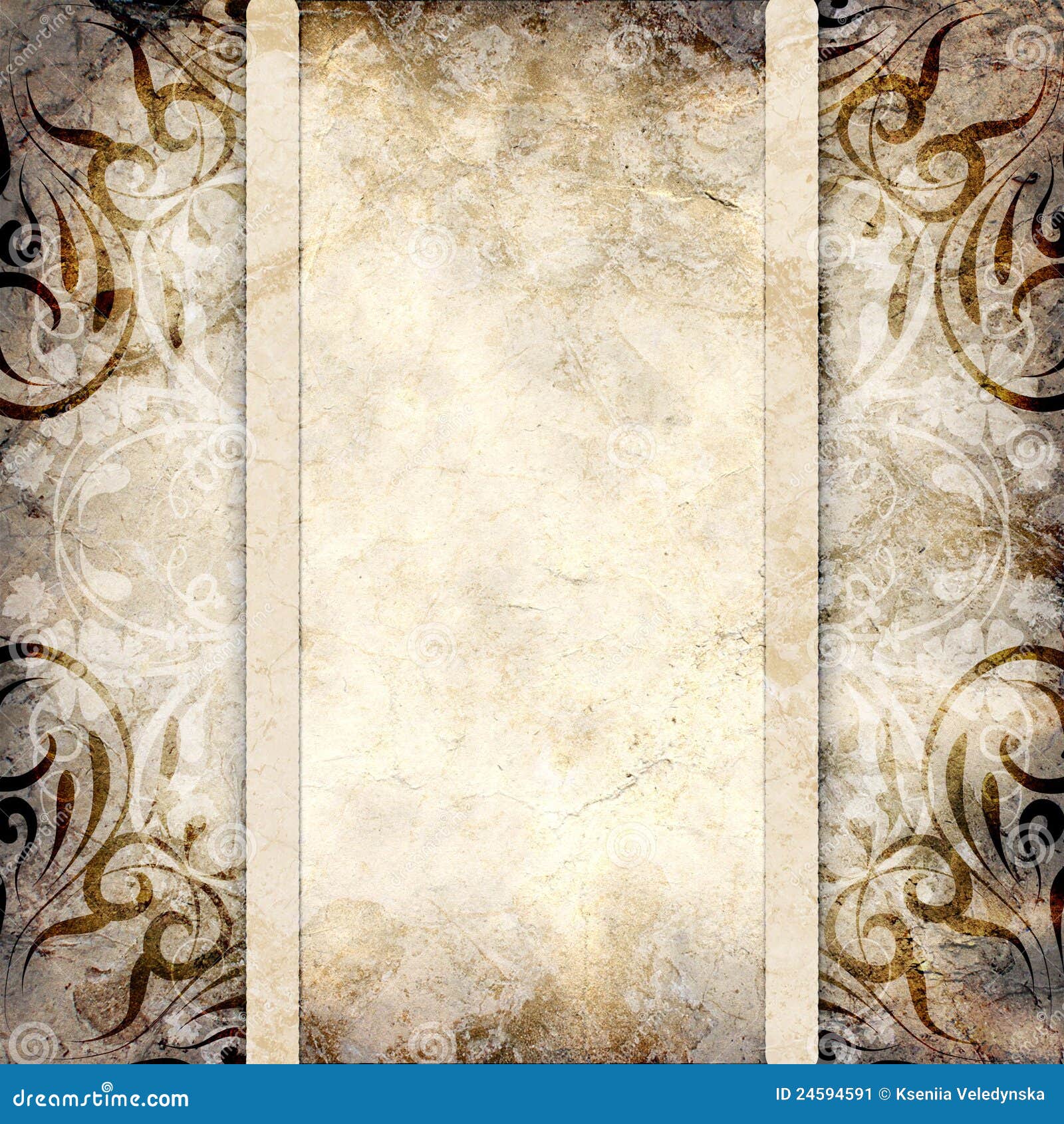 Old Paper with Floral Pattern Stock Illustration - Illustration of ...