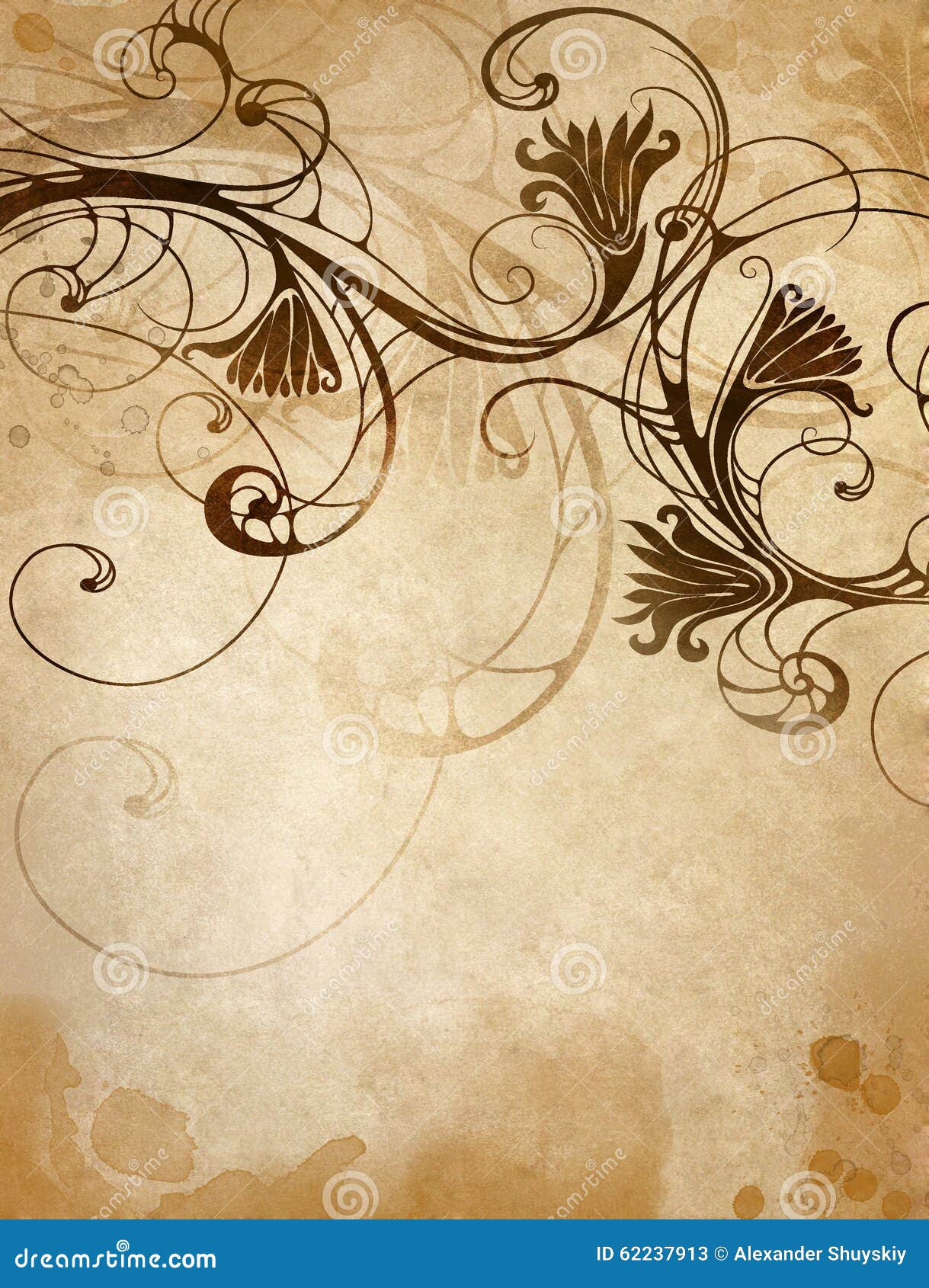 Old Paper With Floral Pattern Stock Illustration Illustration Of