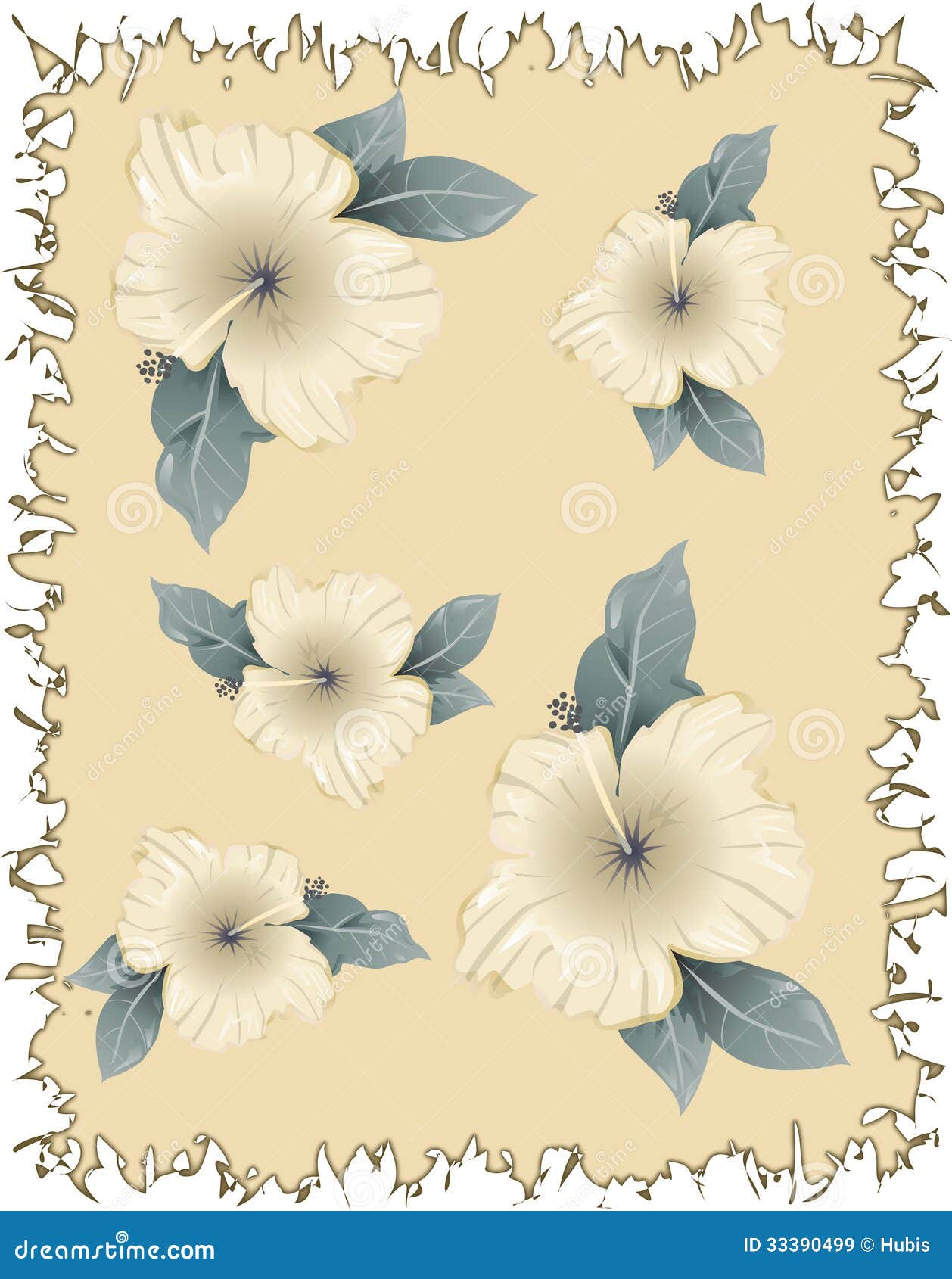 Old paper with flowers stock vector. Illustration of flower - 33390499