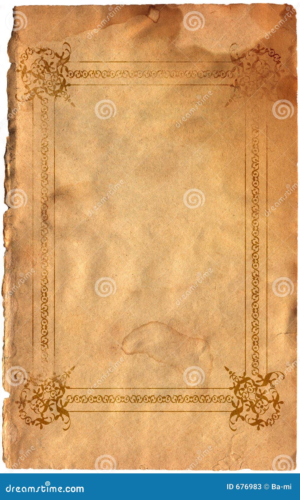 Old paper with a frame stock image. Image of decay, story - 676983