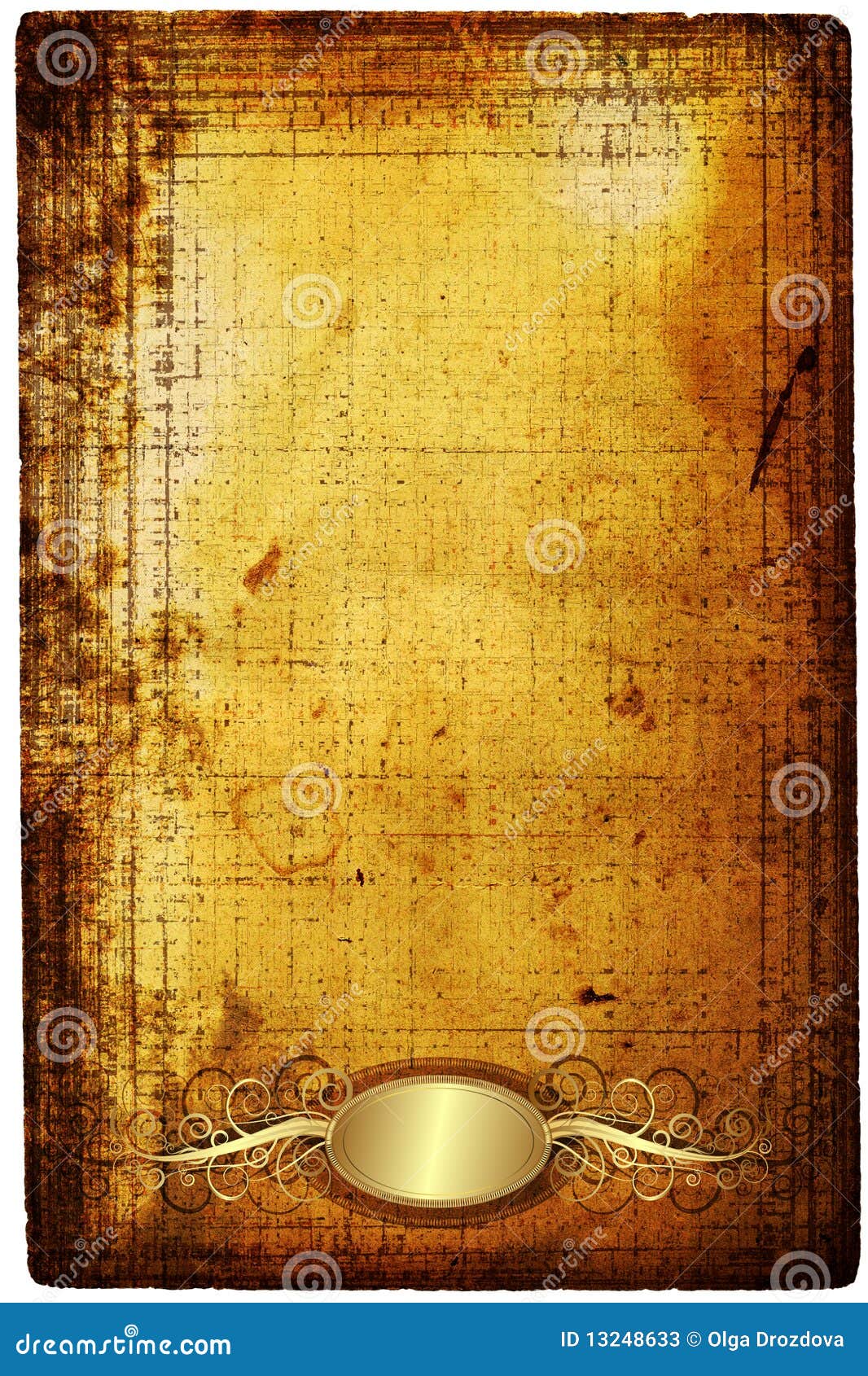 Old Paper with Golden Frame Stock Illustration - Illustration of gold ...