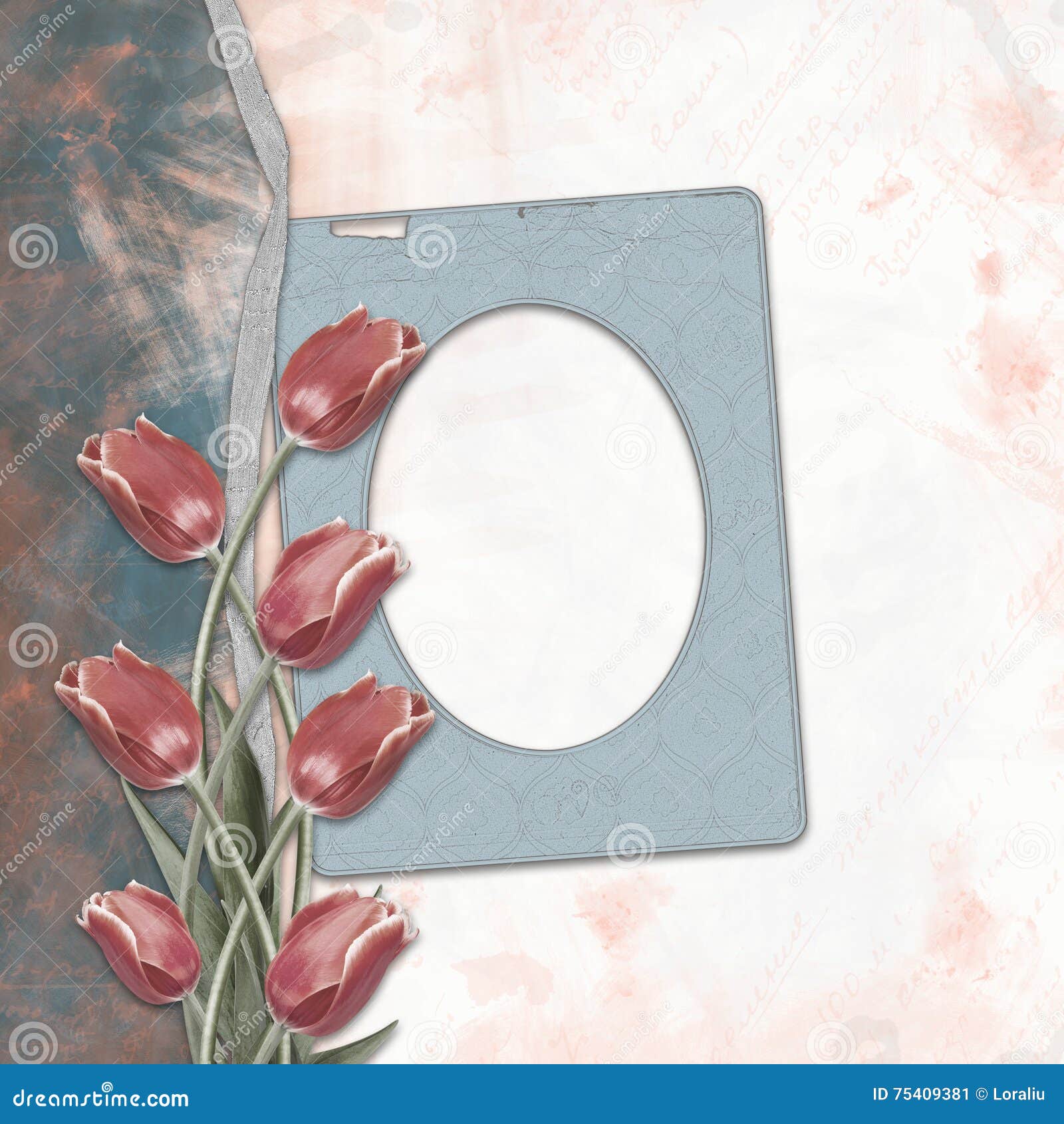 Old Paper Hand-drawn Background with Tulips Stock Image - Image of ...