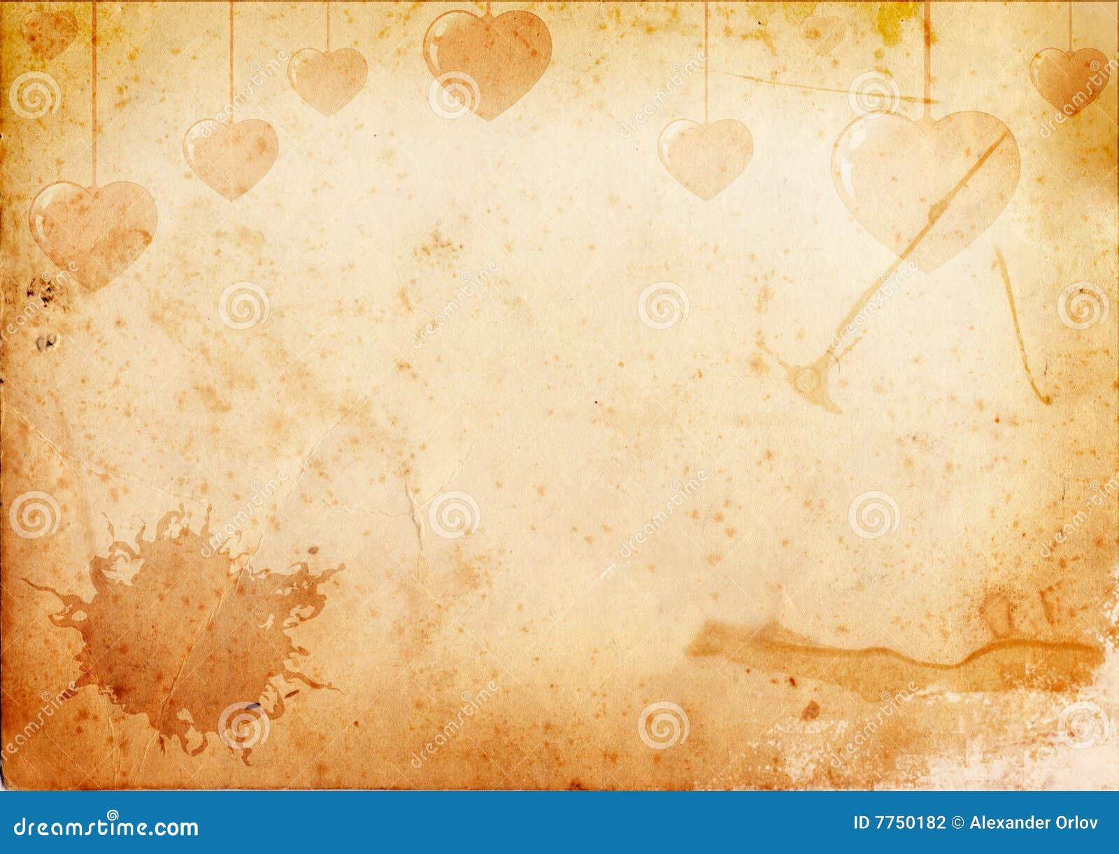 Old paper with hearts stock illustration. Illustration of brown - 7750182