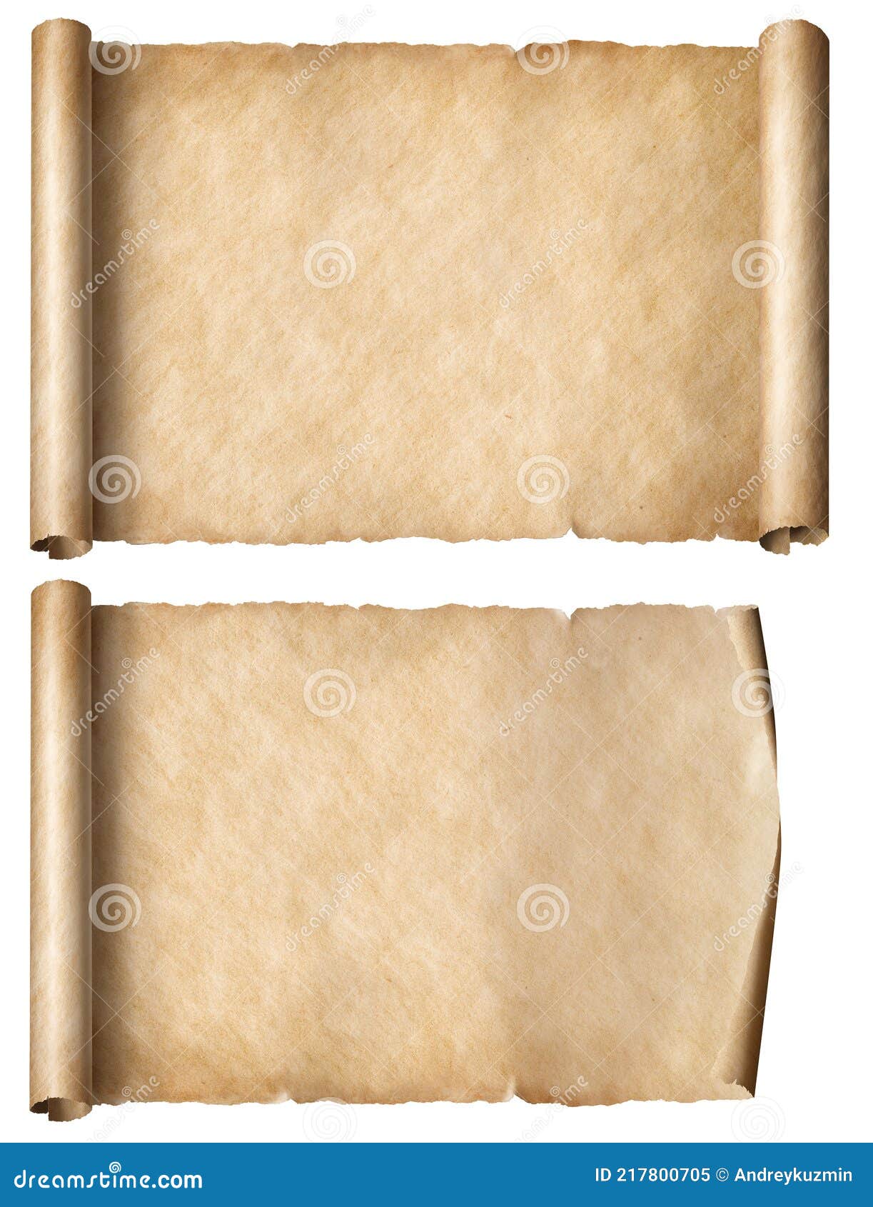 Old Paper Horizontal Scrolls Set Isolated Stock Image - Image of ...