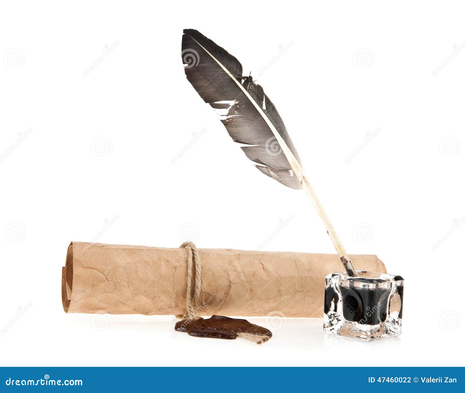 Old Paper And Ink-pot With A Feather Stock Photo - Image: 47460022