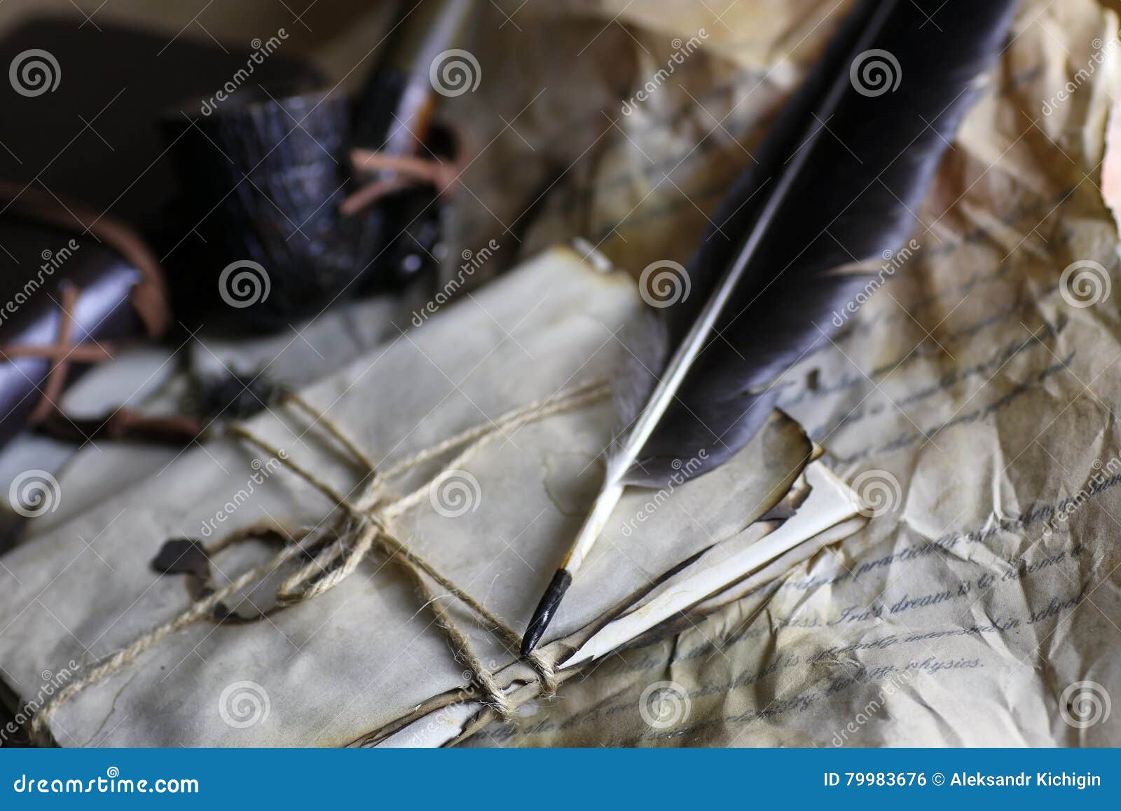 Old paper letter feather stock photo. Image of document - 79983676