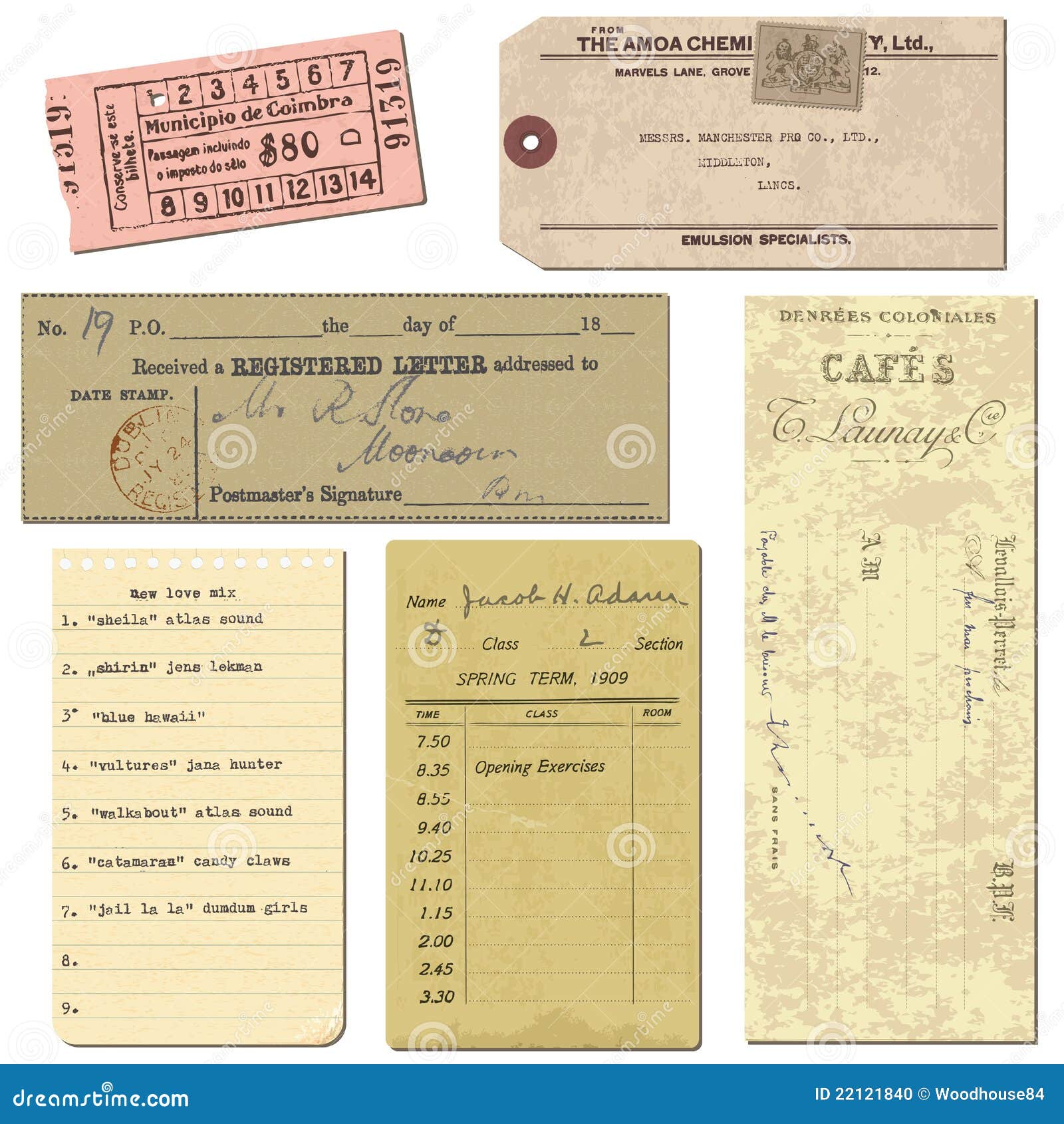 Old Paper Objects - Vintage Tickets, Letters Stock Vector ...