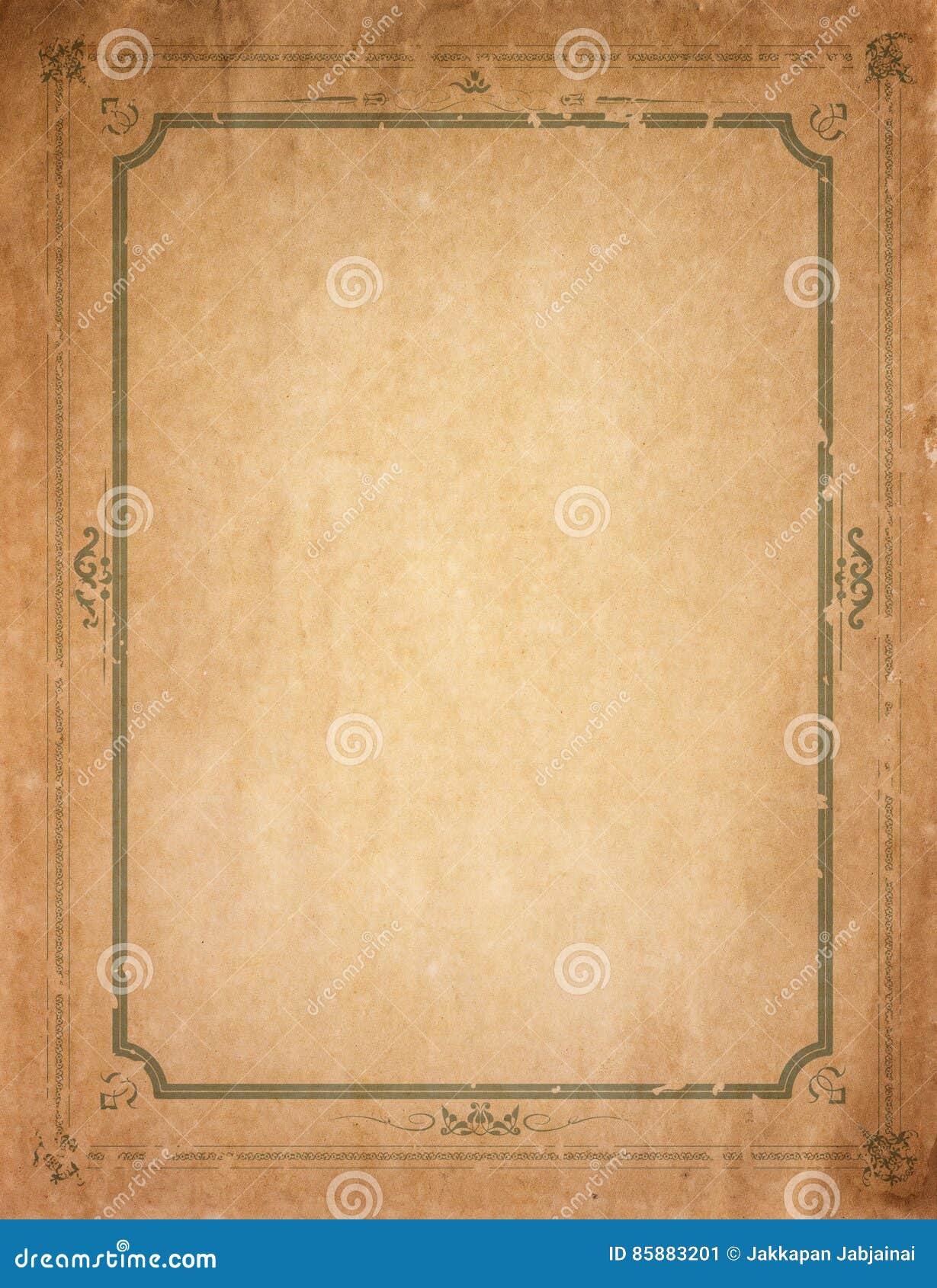 Old Paper with Patterned Vintage Frame Stock Image - Image of dirty ...