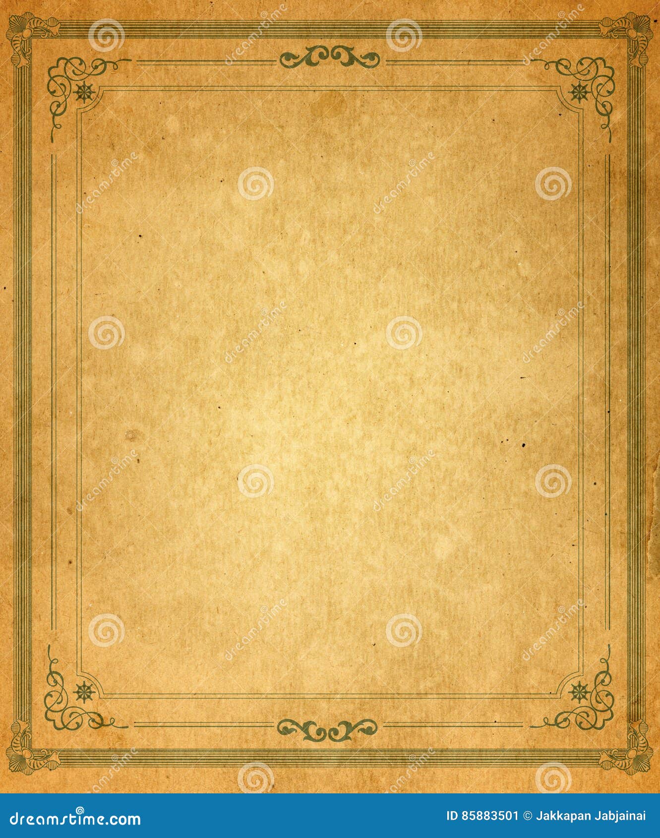 Old Paper with Patterned Vintage Frame Stock Image - Image of book ...