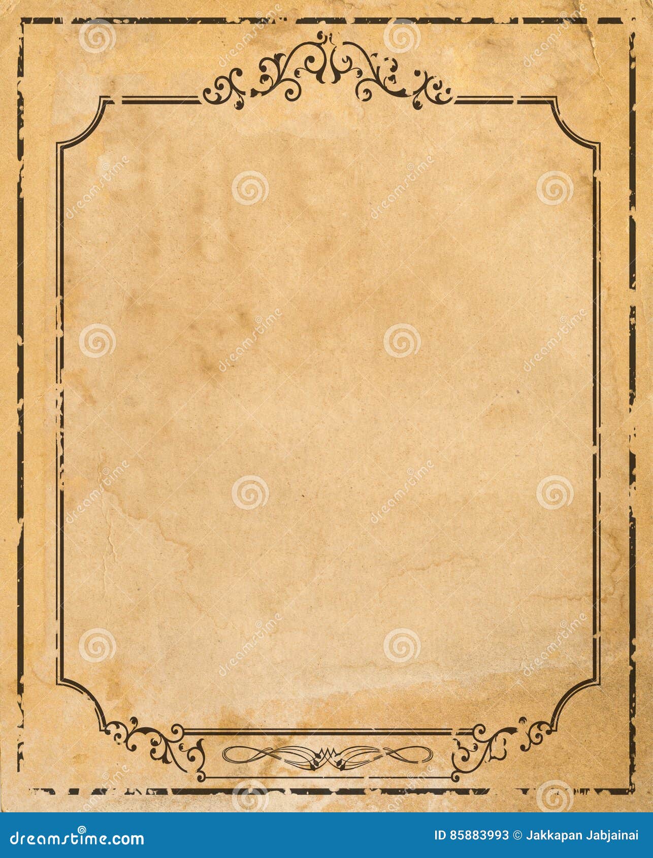 Old Paper with Patterned Vintage Frame Stock Image - Image of edge ...
