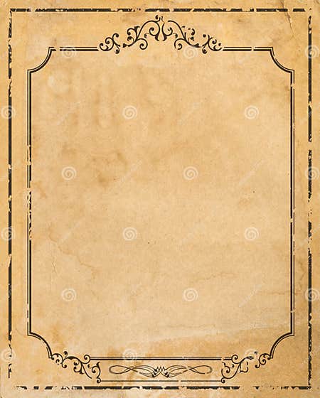 Old Paper with Patterned Vintage Frame Stock Image - Image of edge ...