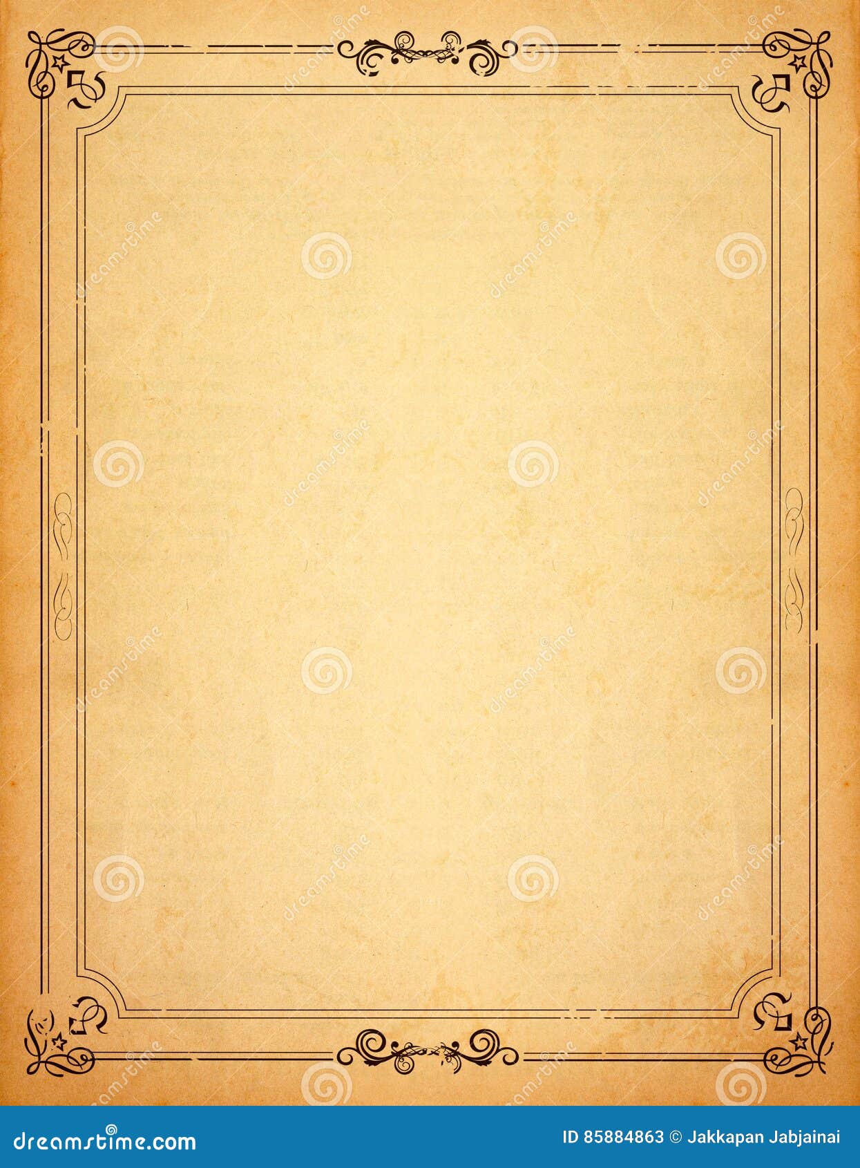 Old Paper with Patterned Vintage Frame Stock Image - Image of frame ...