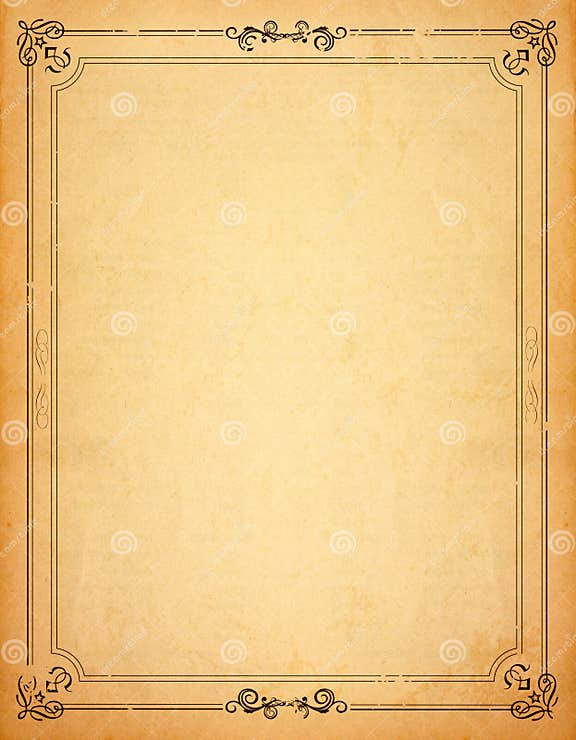 Old Paper with Patterned Vintage Frame Stock Image - Image of frame ...
