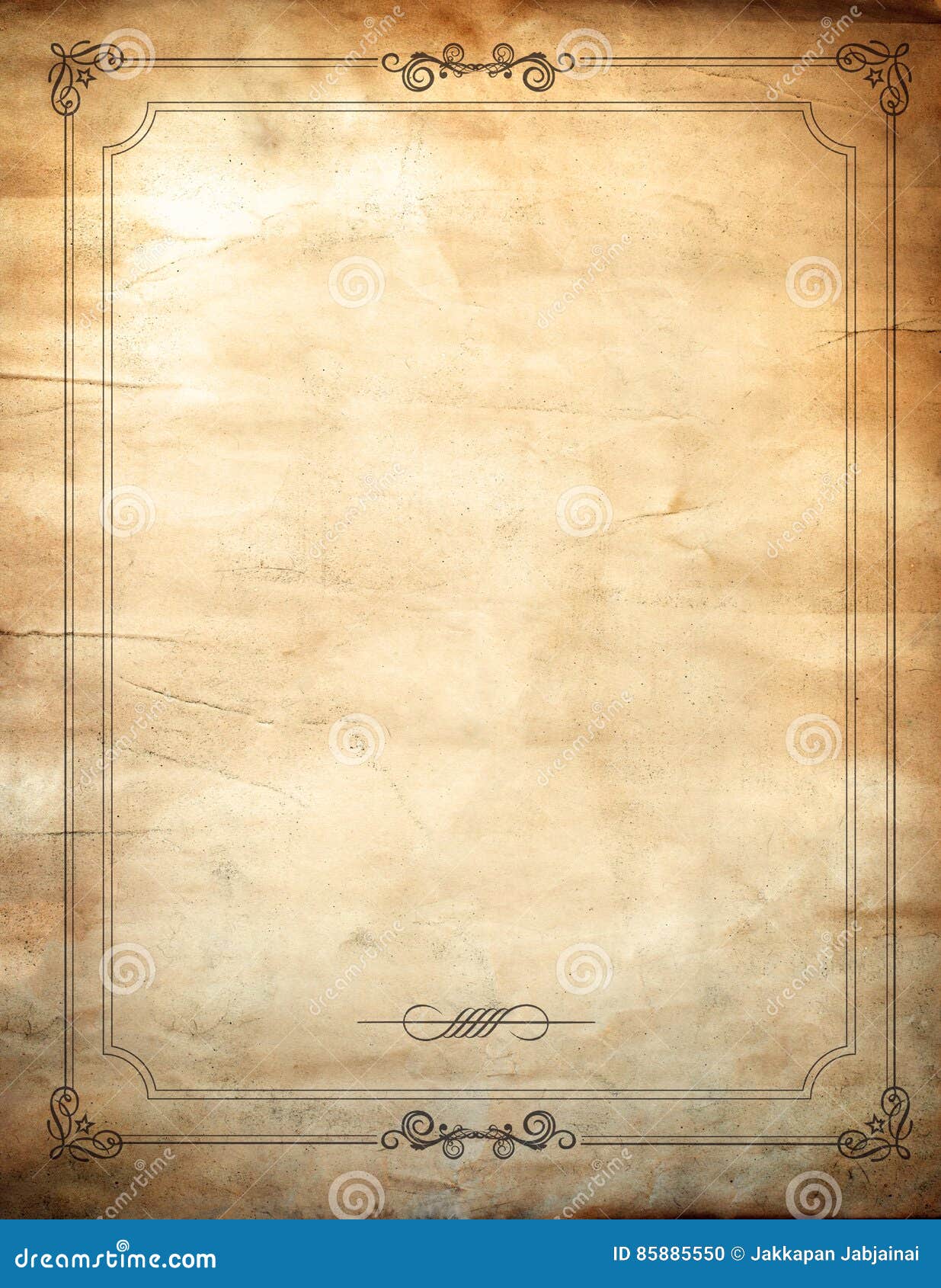 Old Paper with Patterned Vintage Frame Stock Photo - Image of edge ...