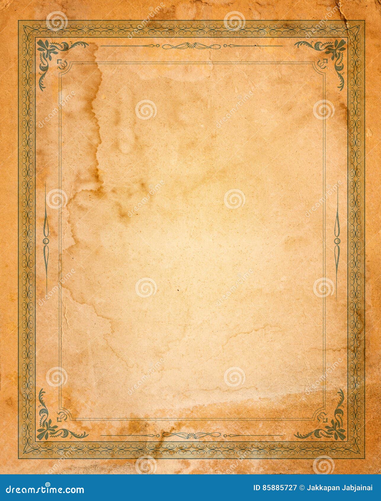 Old Paper with Patterned Vintage Frame Stock Image - Image of abstract ...