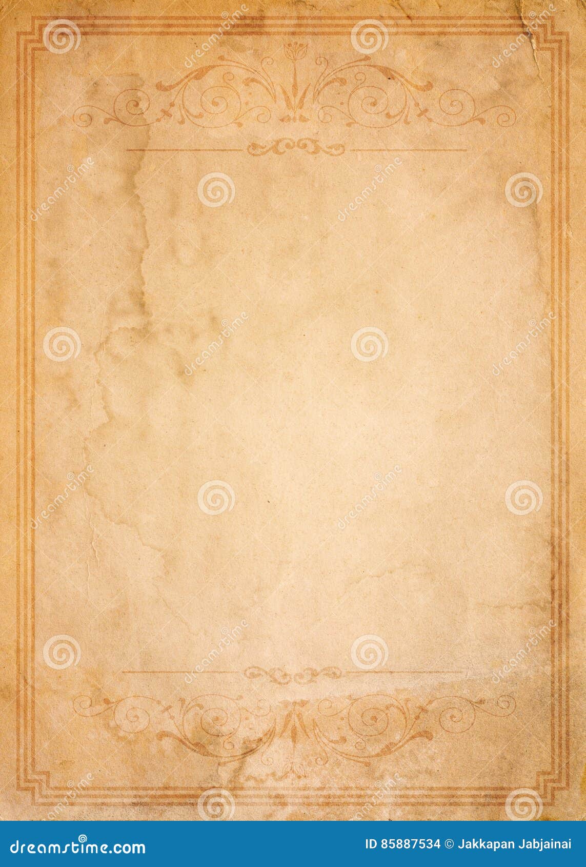 Old Paper with Patterned Vintage Frame Stock Photo - Image of design ...