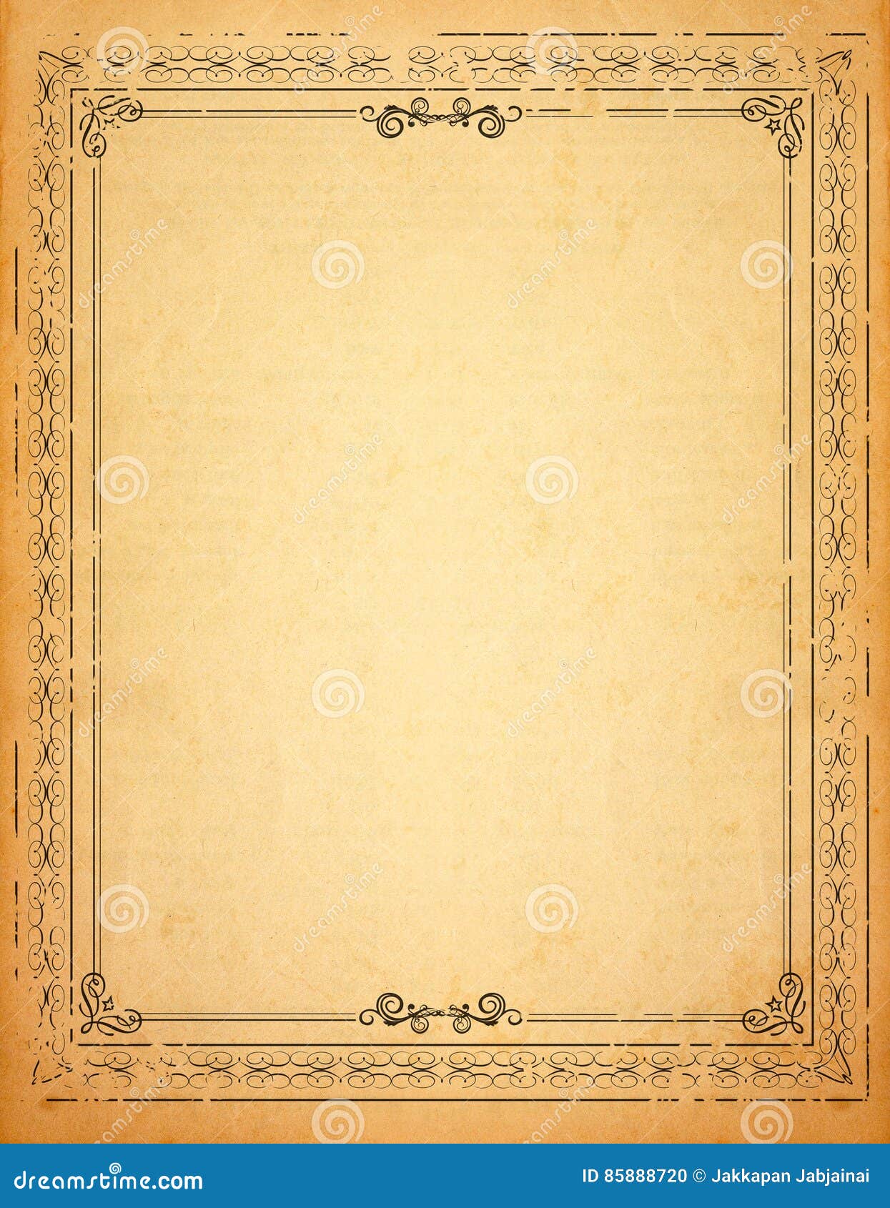 Old Paper with Patterned Vintage Frame Stock Photo - Image of frame ...