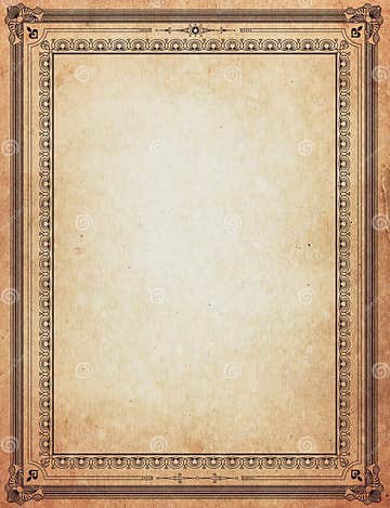 Old Paper with Patterned Vintage Frame Stock Image - Image of damaged ...