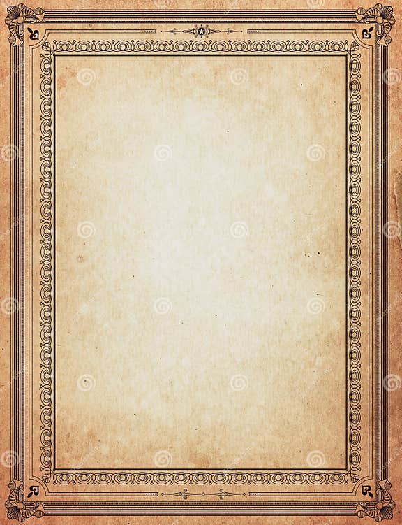Old Paper with Patterned Vintage Frame Stock Image - Image of damaged ...
