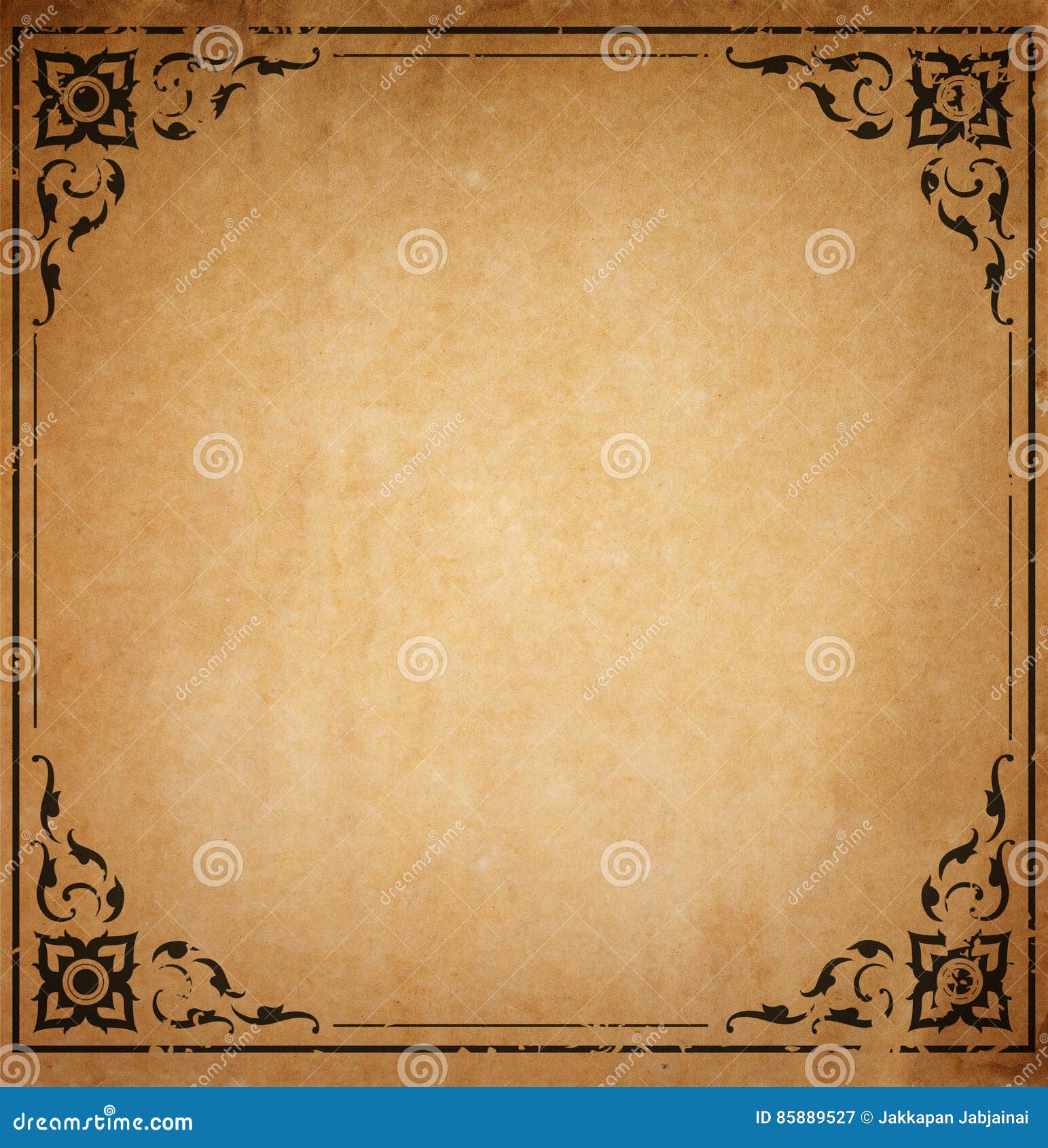 Old Paper with Patterned Vintage Frame Stock Image - Image of ornate ...