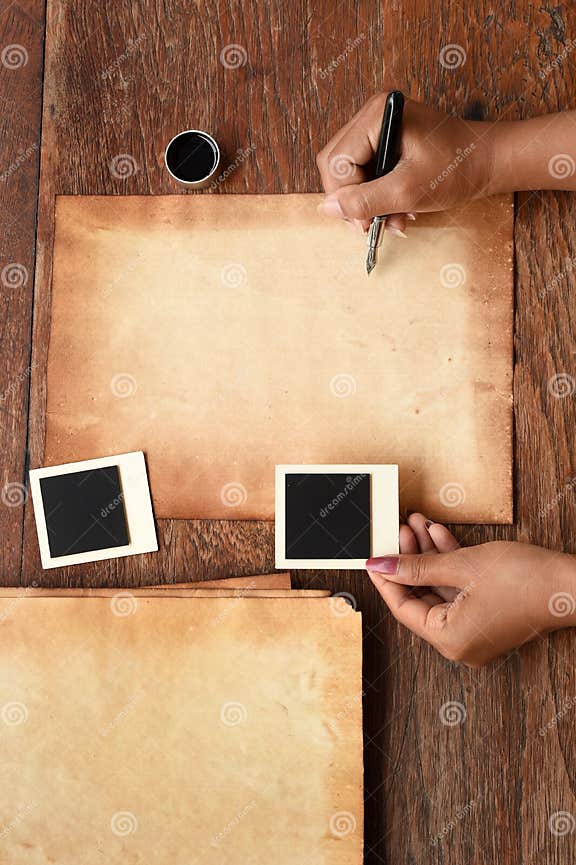 Old paper with pen and ink stock photo. Image of grunge - 79136838