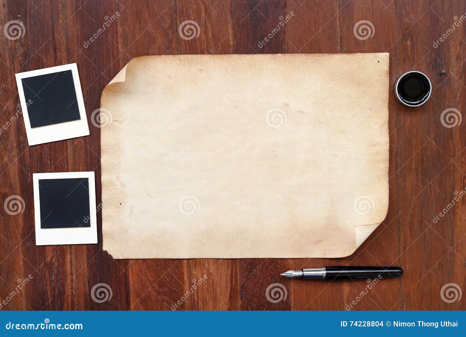 Old Paper and Pen, Ink with Frame Stock Photo - Image of write ...