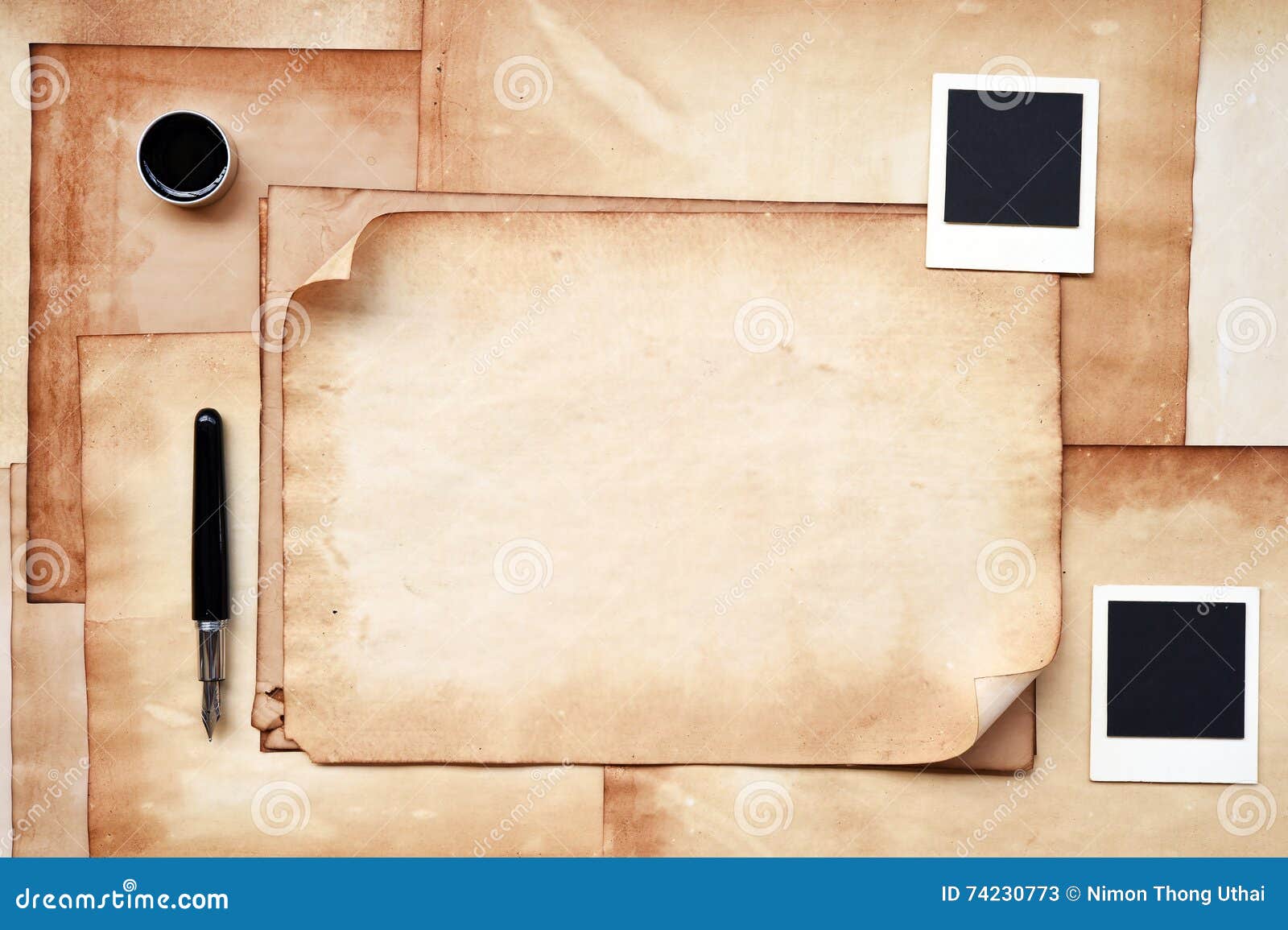 Old Paper and Pen, Ink with Frame Stock Image - Image of ancient, draw ...