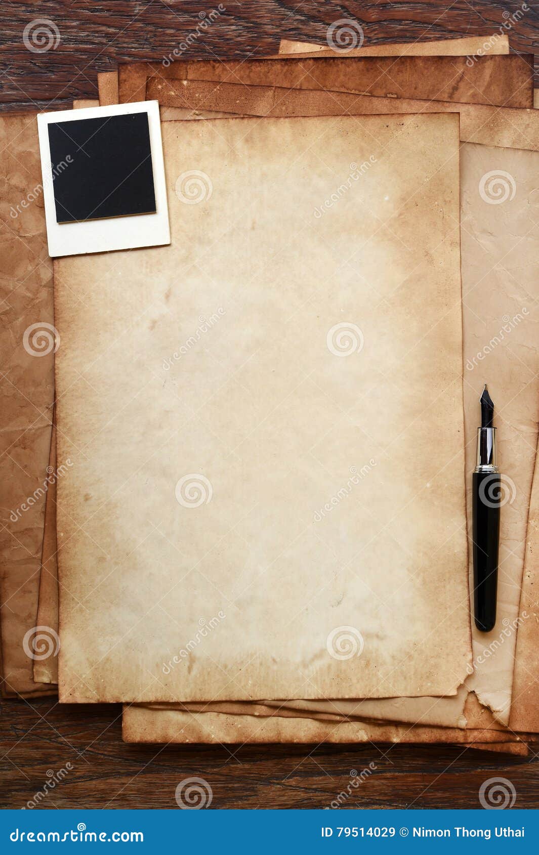 Old Paper with Pen and Photo Frames Stock Image - Image of antique ...