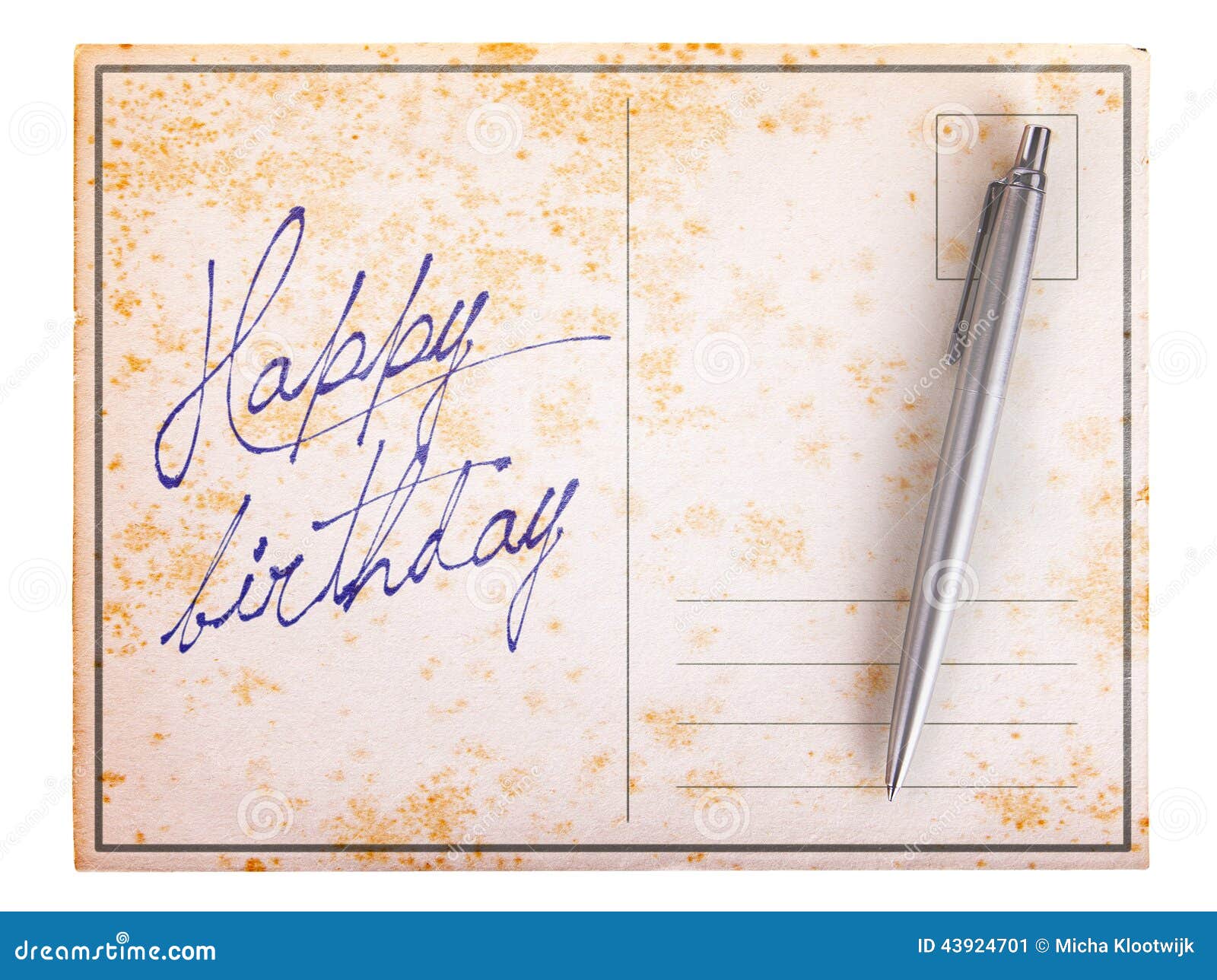 Old Paper Postcard - Happy Birthday Stock Image - Image of color ...