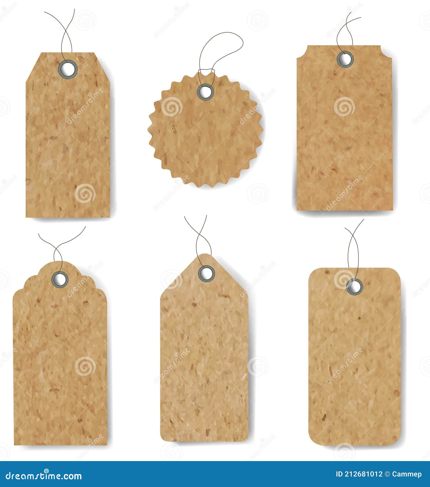 Old Paper Price Tag Set Isolated Grey Background Stock Vector ...