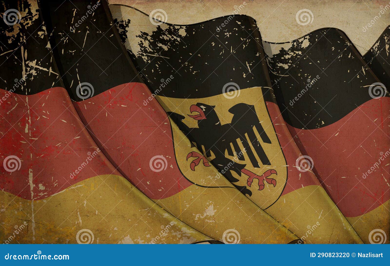 Old Paper Print - Waving Flag of German State Stock Illustration ...