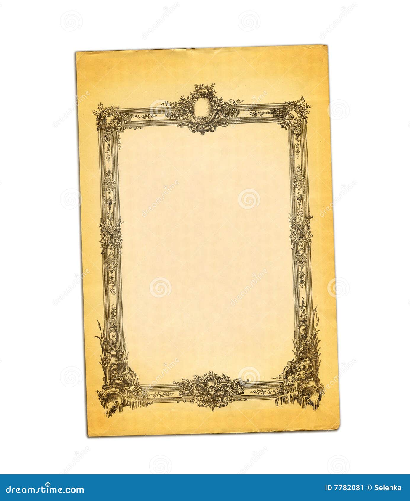 Old Paper with Printed Antique Frame. Stock Illustration - Illustration ...