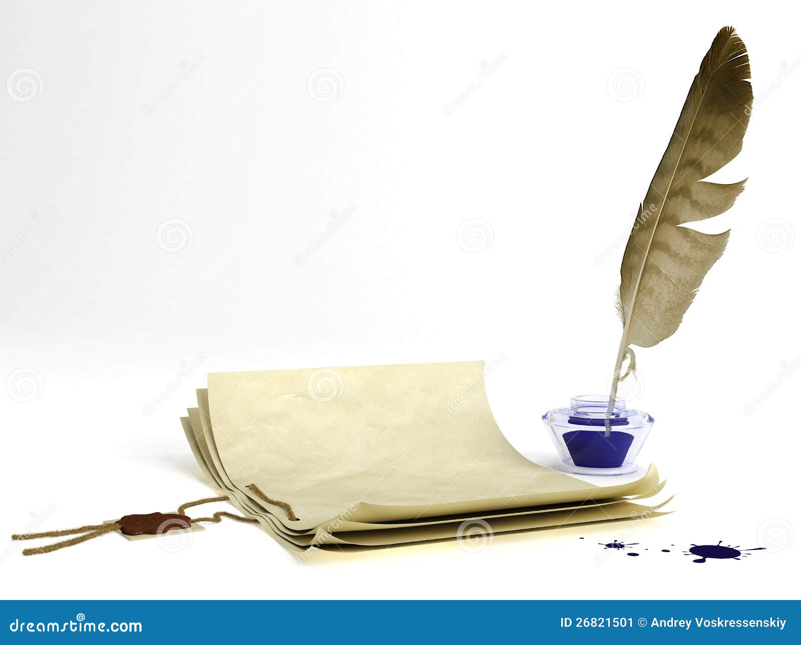 Old paper and quill pen stock illustration. Illustration of ...