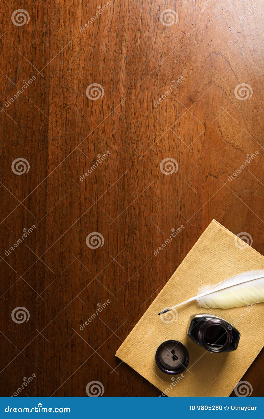 Old Paper and Quill Pen on Wooden Table Stock Photo - Image of feather ...