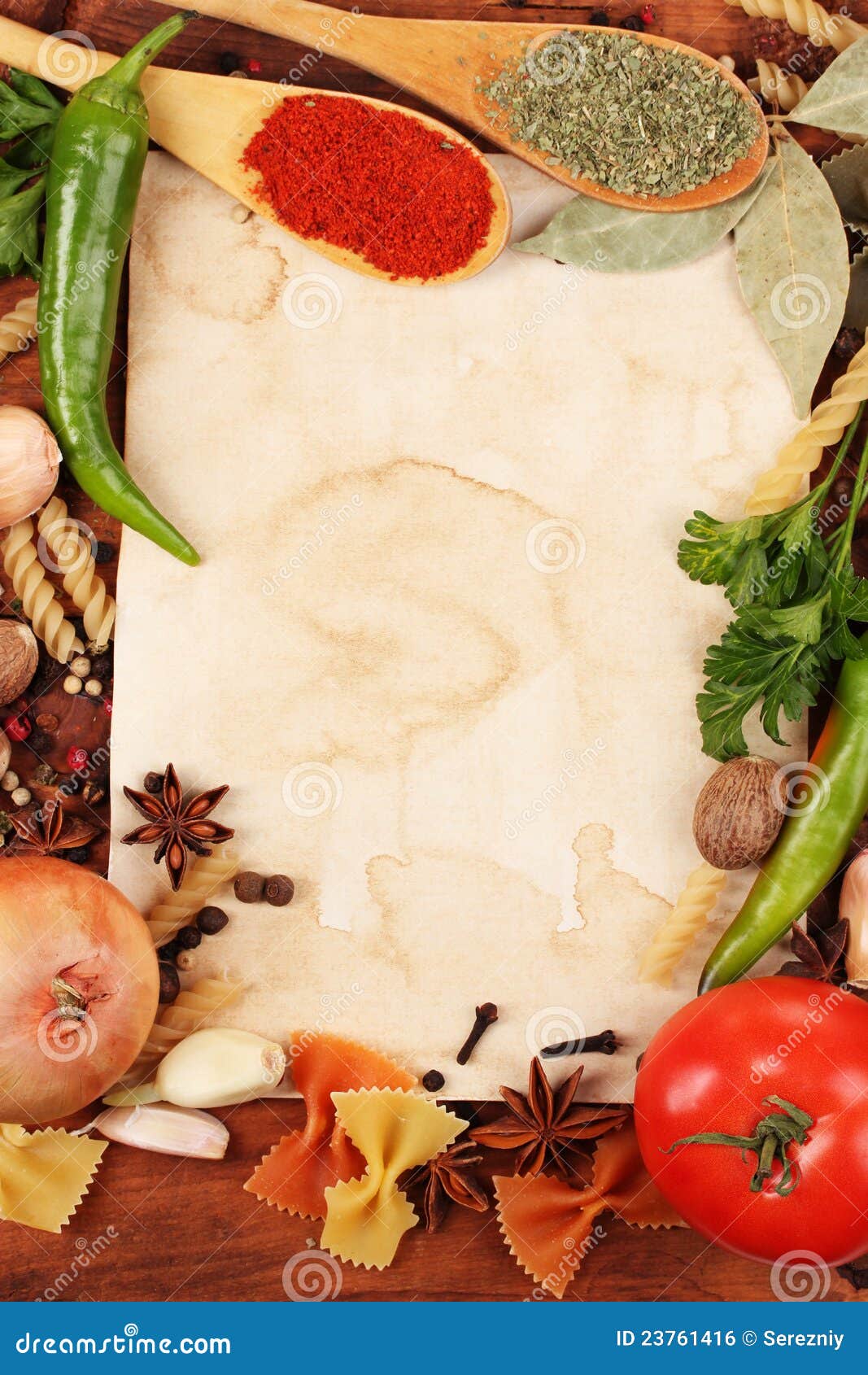 Old Paper for Recipes and Spices Stock Photo - Image of leaves, cooking ...