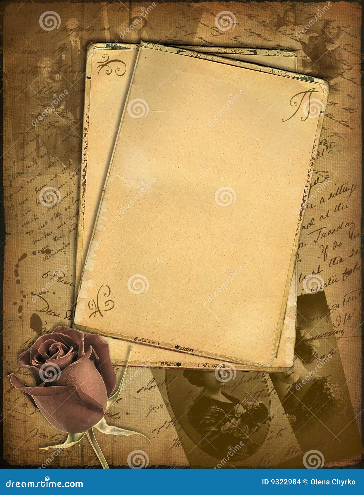 Old paper and a rose stock illustration. Illustration of floral - 9322984