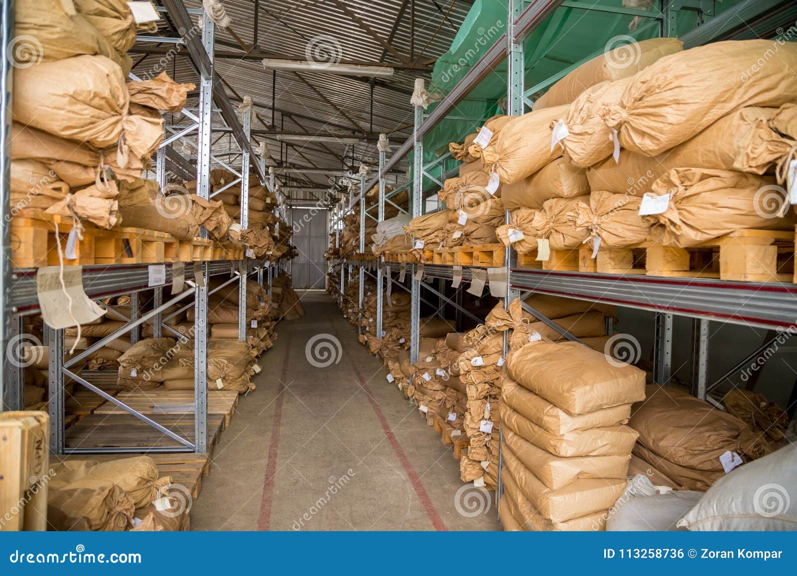 Old Paper Sacks Placed in Warehouse Stacking before Export Stock Photo ...