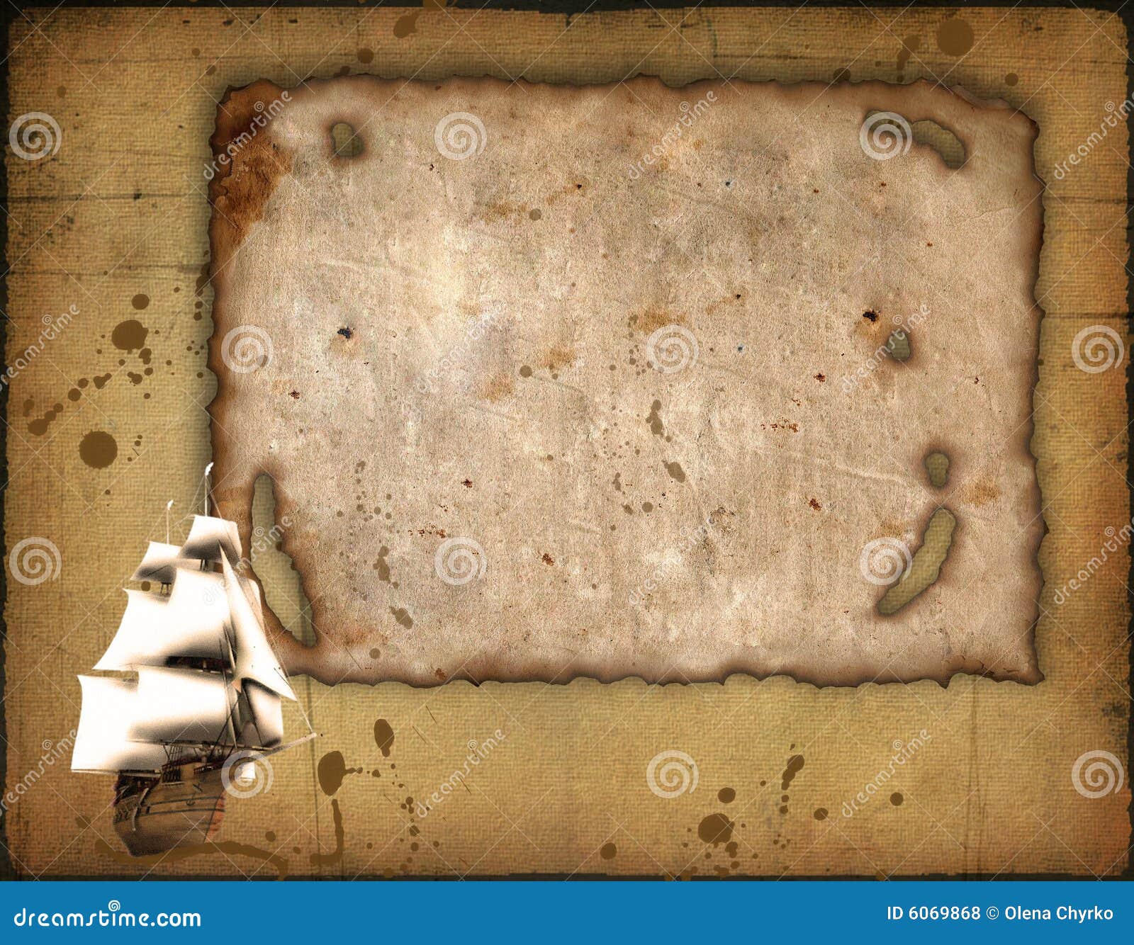 Old Paper and Sailing Vessel Stock Illustration - Illustration of mast ...