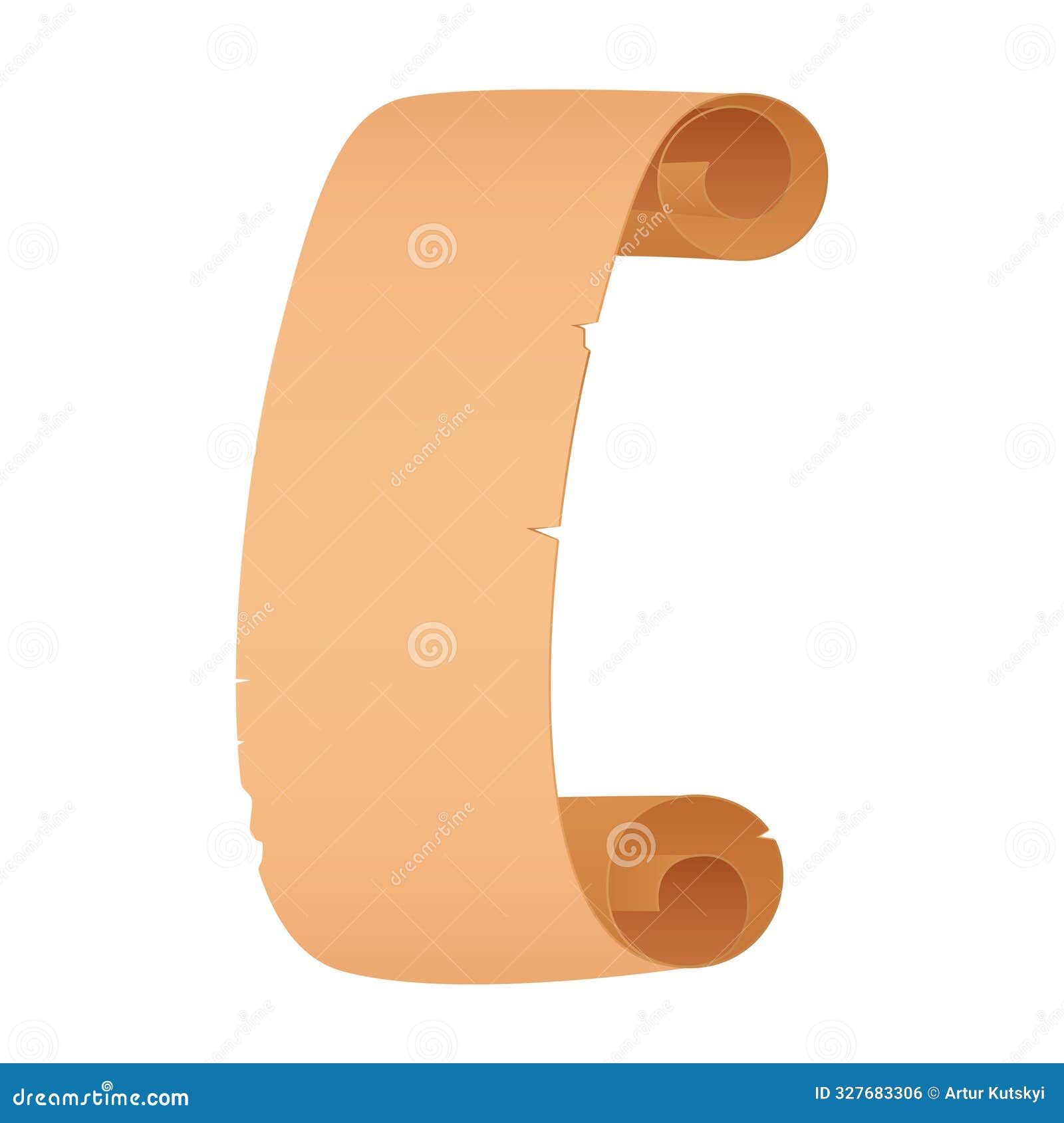 Old Paper Scroll, Antique Roll of Rough Paper with Torn Edge Stock ...