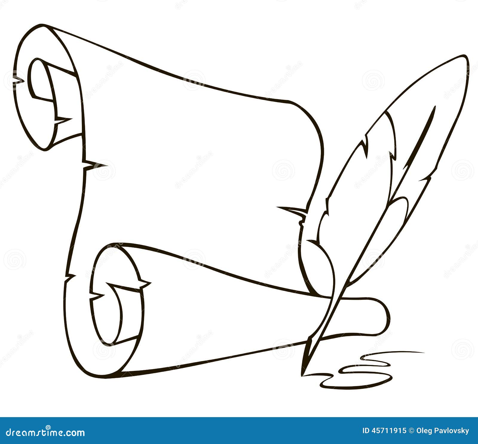 Old Paper Scroll and Feather Stock Vector - Illustration of isolated ... Old Paper Scroll and Feather Stock Vector - Illustration of isolated ...