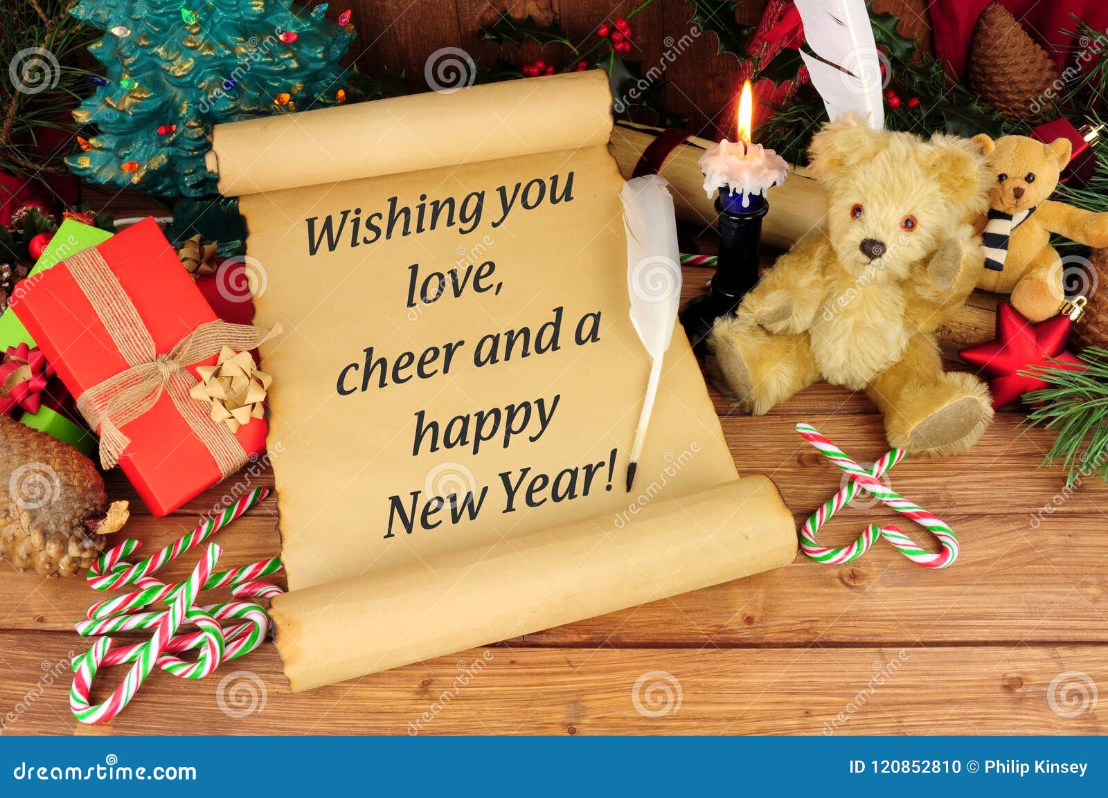 Old Paper Scroll with a Festive Slogan Stock Photo - Image of festive ...