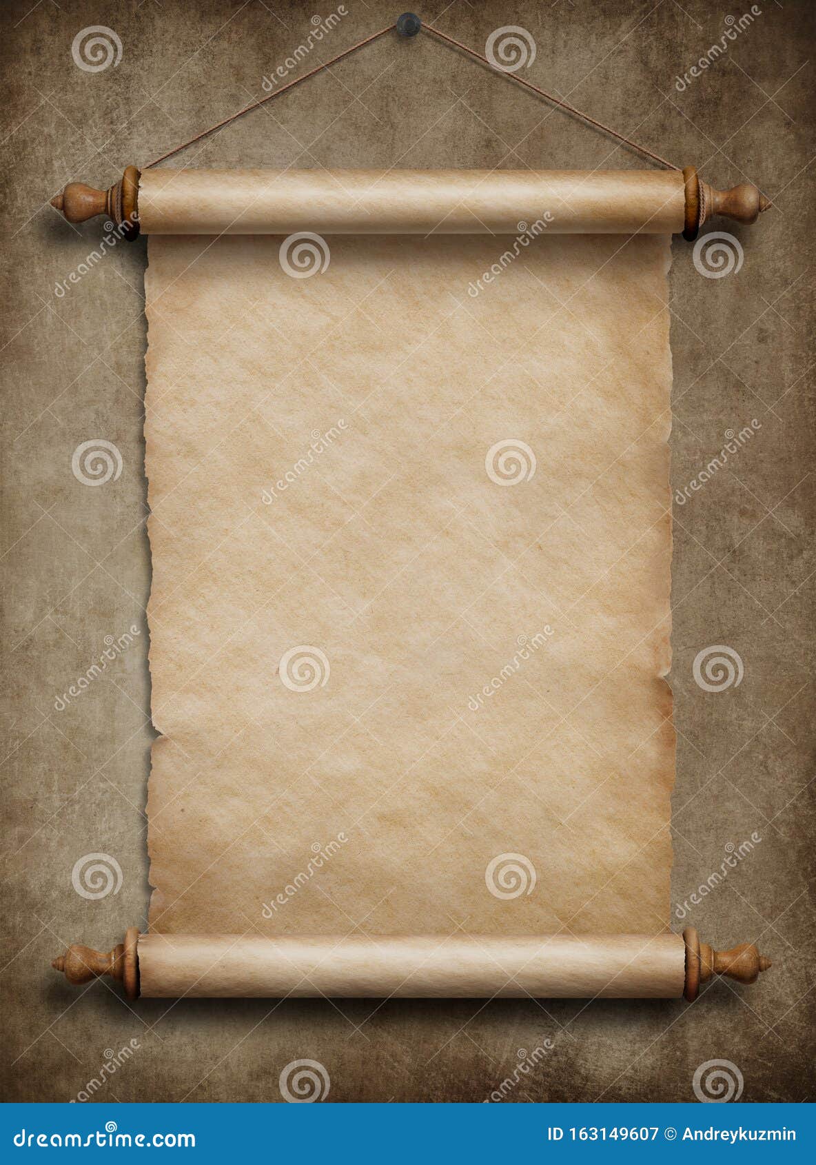 Old Paper Scroll Hanging on Wall Stock Image - Image of copyspace ...